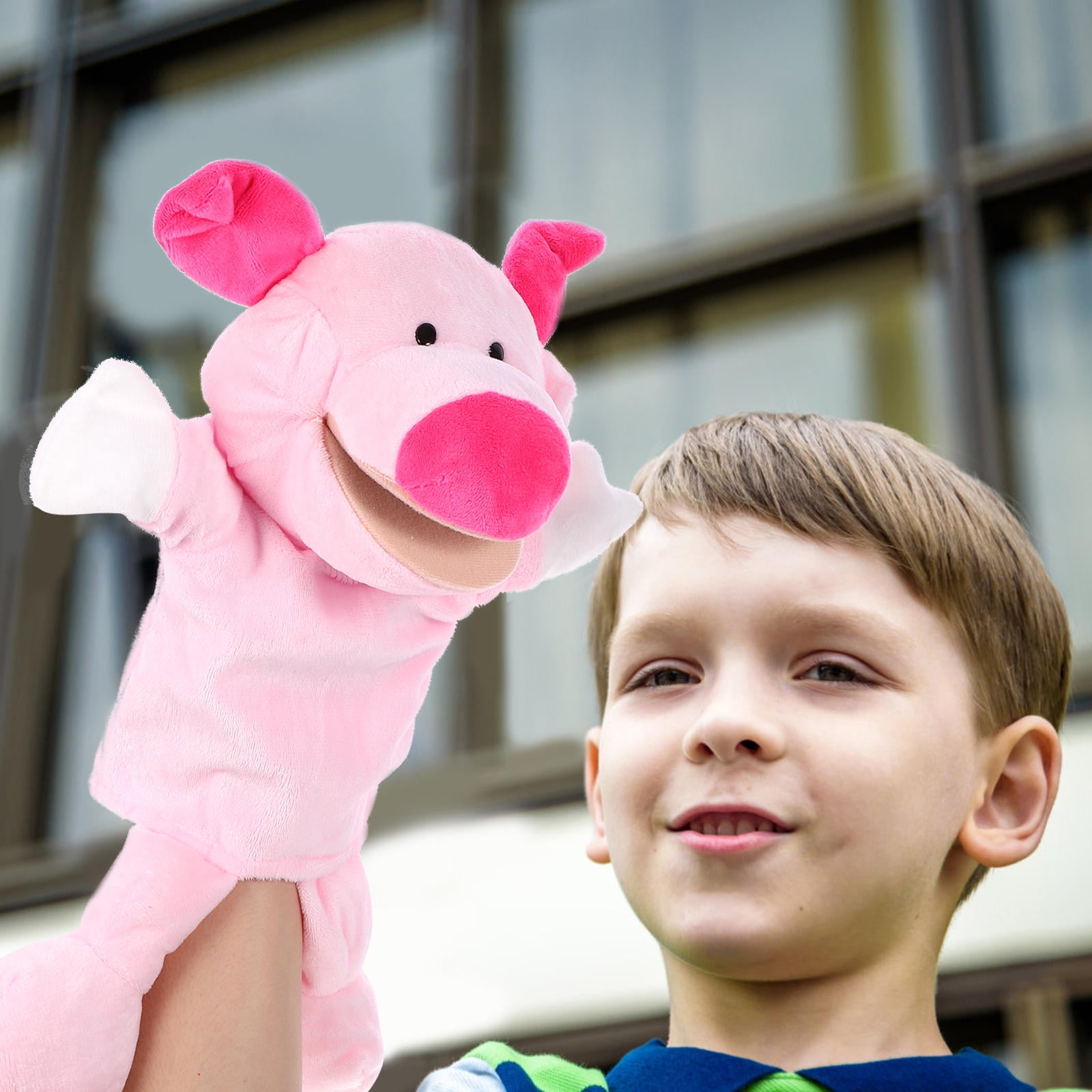 IFANLANDOR Pink Stuffed Hand Puppet Toy 1Set Pig Design Cognitive Abilities Development for ...