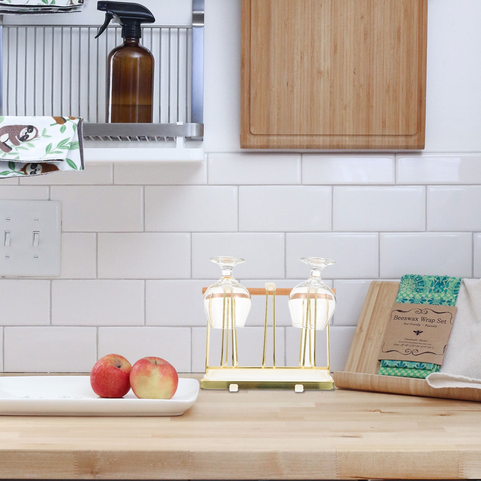 IFANLANDOR Portable Cup Holder 1Set Golden Metal Draining Cup Rack For ...