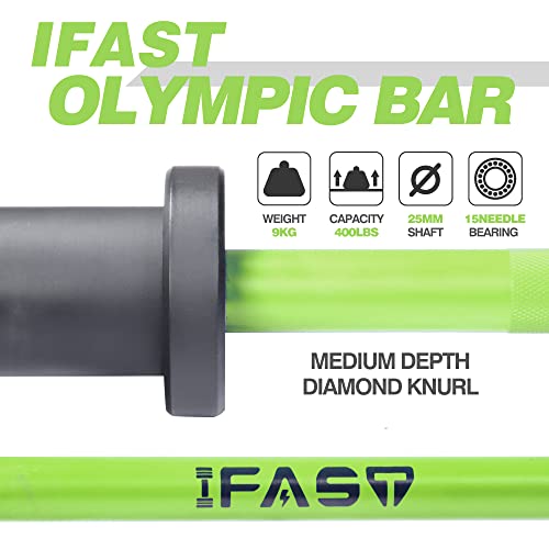 IFAST Olympic Barbell Bar 4FT Solid Chrome Barbell with Bearing, 7.2FT ...