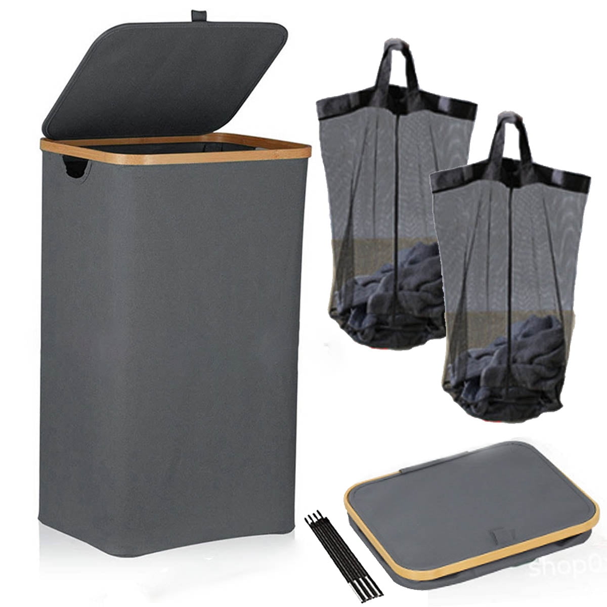 IFCOW Large 100L Laundry Basket with Cloth Handle, Folding Laundry ...