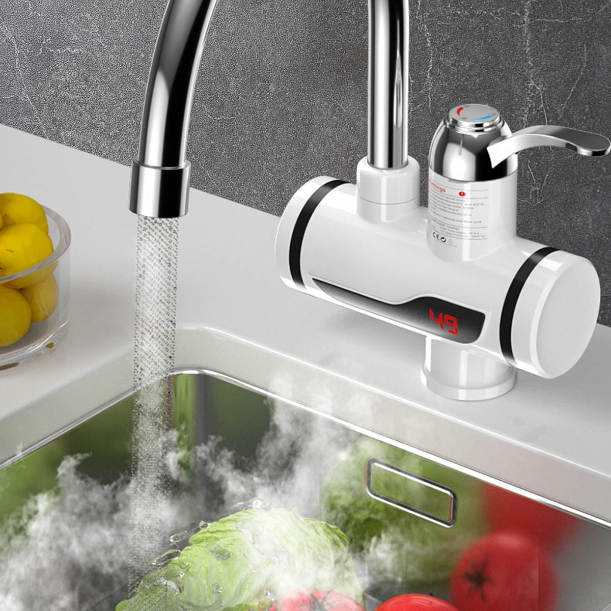 iFCOW Instant Tankless Water Heater Faucet, 110V Electric Tap, 3000W, LED Temperature Display ...