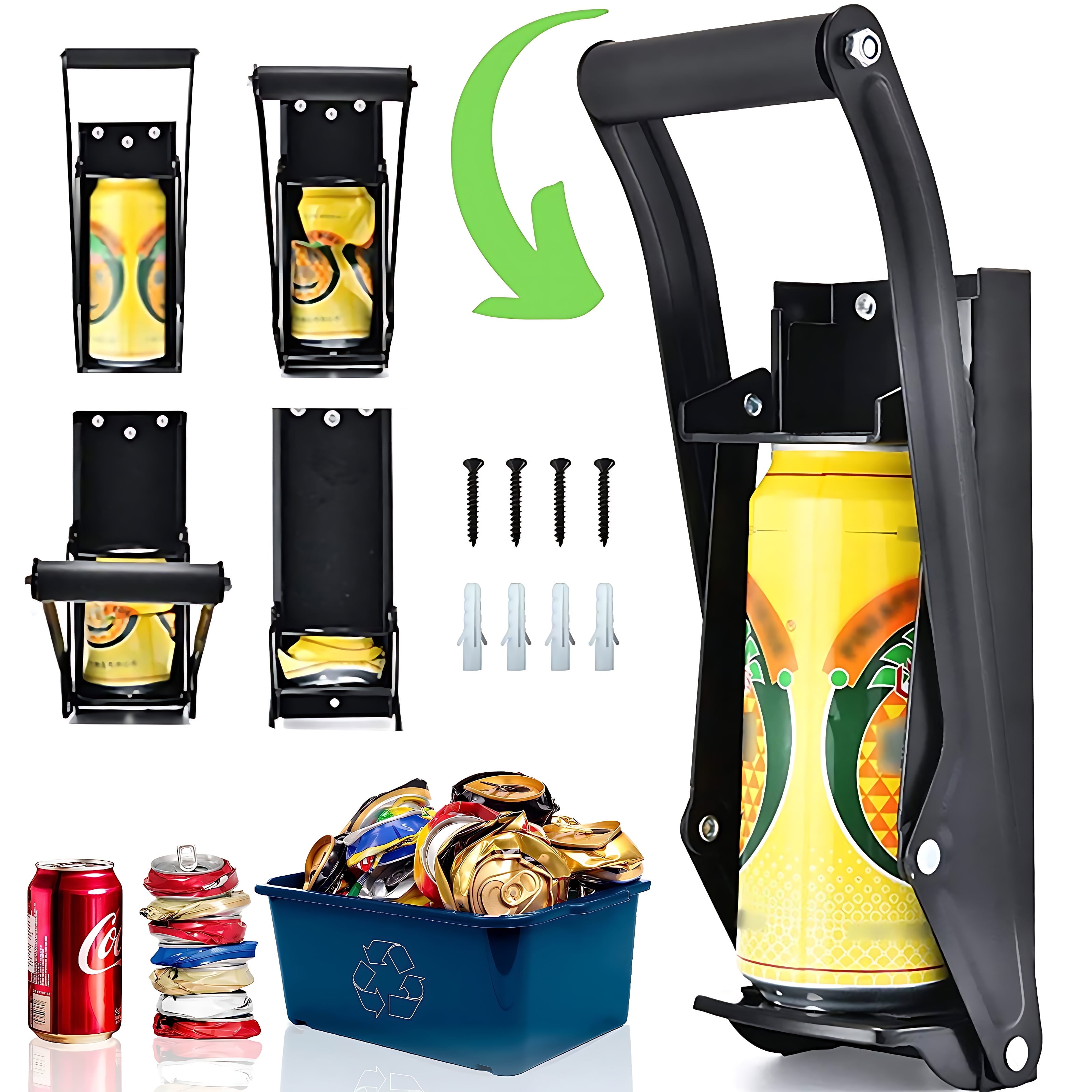 IFCOW 16oz Metal Can Crusher,Plastic bottle crusher,Heavy-Duty Wall ...
