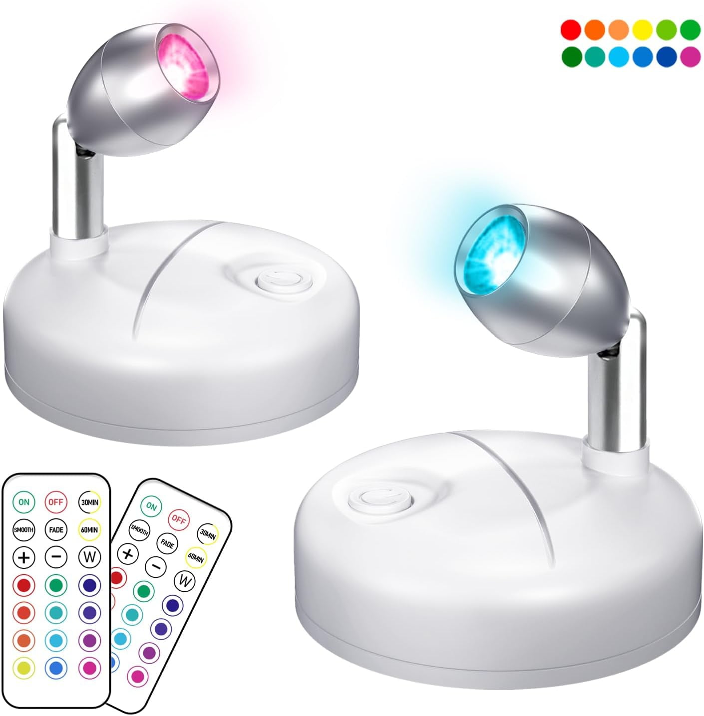 IFCOW 2pcs Wireless Spotlight Wireless Battery Operated Spotlights ...