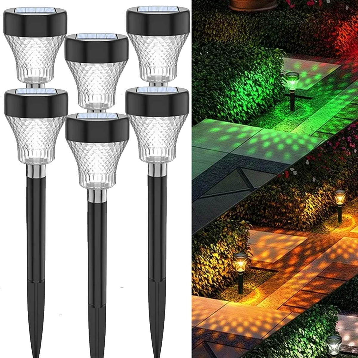 IFCOW 6 Packs Solar Garden Light, Color Changing Solar Pathway Lights ...