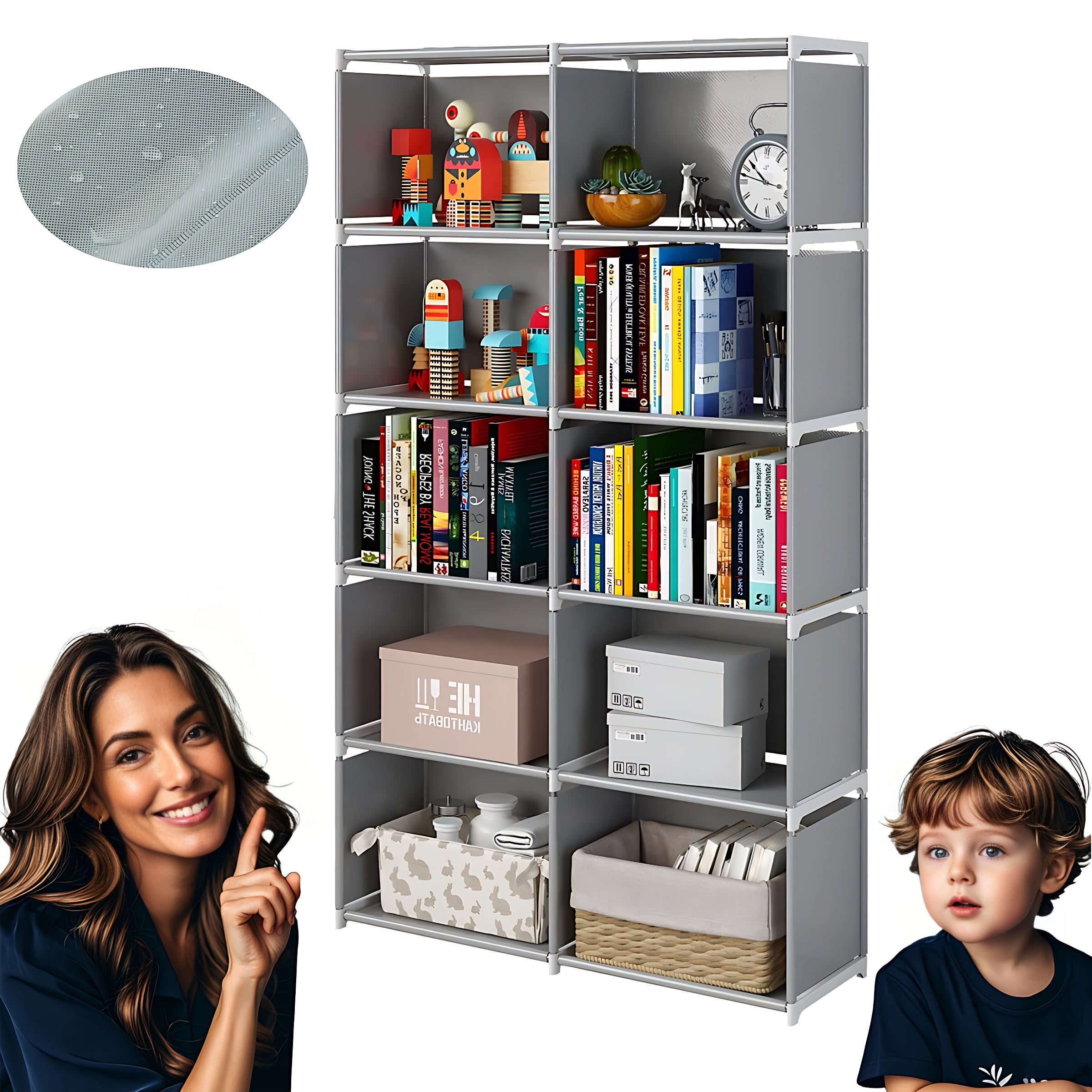 IFCOW DIY 10 Cube Bookcase, Storage Organizer, Waterproof Fabric, Steel ...