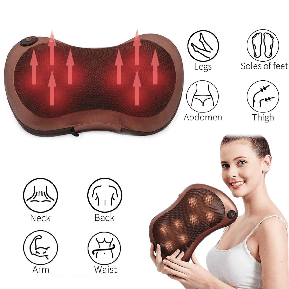 IFCOW Back Neck Massager with Heat,Electric Heated 3D Shiatsu Massagers ...