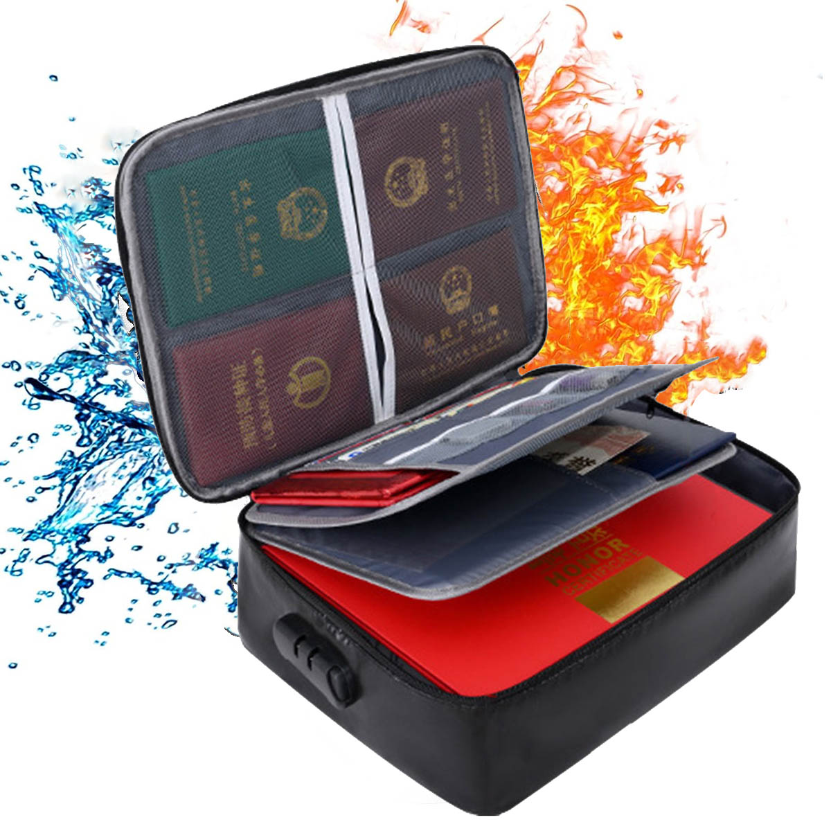 IFCOW File Organizer Bag , Locked Fireproof Document Organizer Case ...