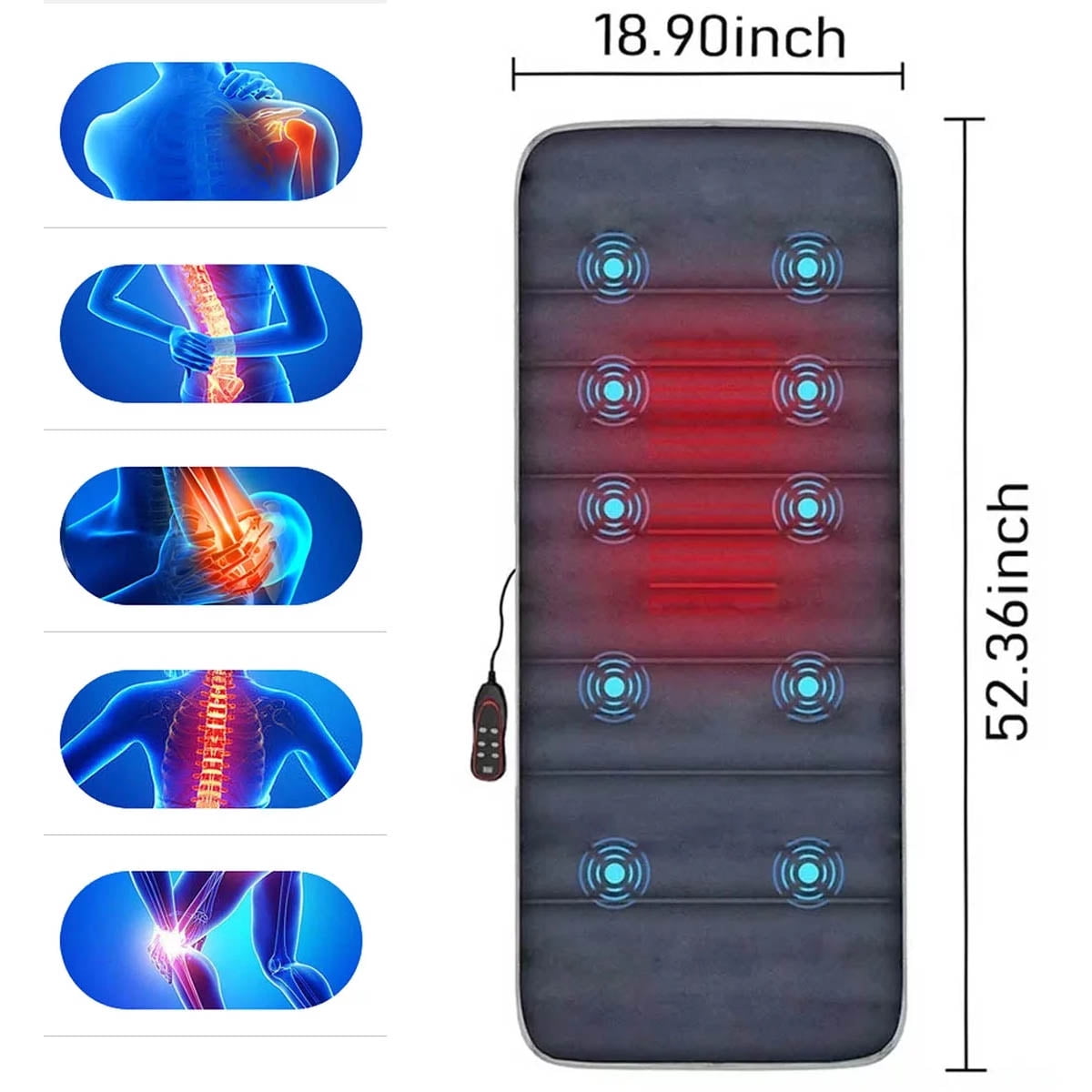 IFCOW Full Body Massage Mat,Vibration Massage Mat with 2 Heat Pad & 10 ...