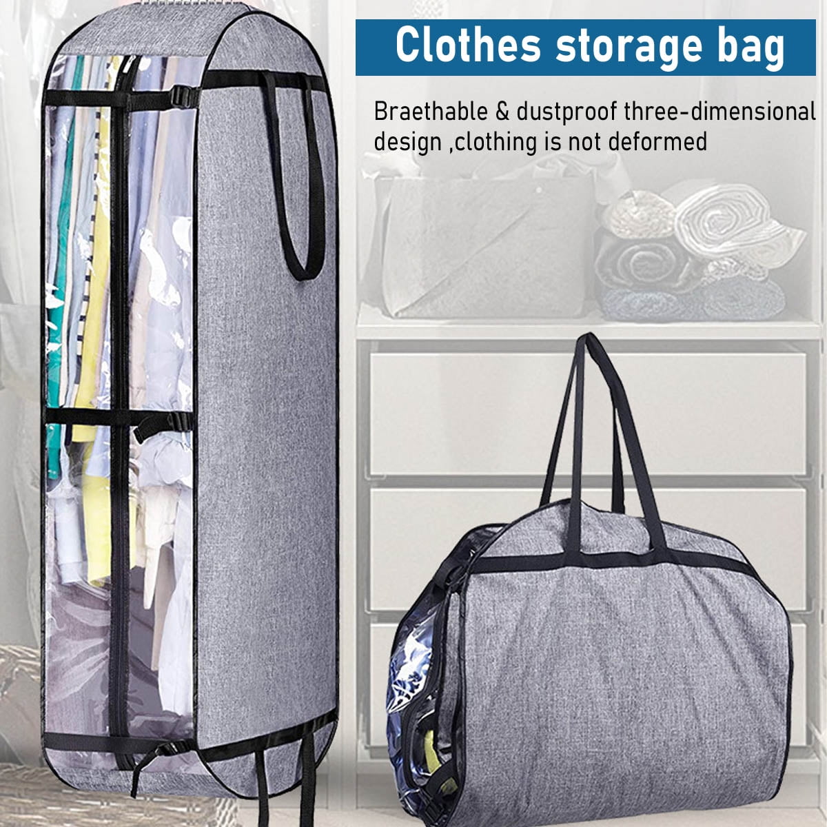 IFCOW Hanging Garment Bag for Travel Closet Storage 50" Moving Bag ...