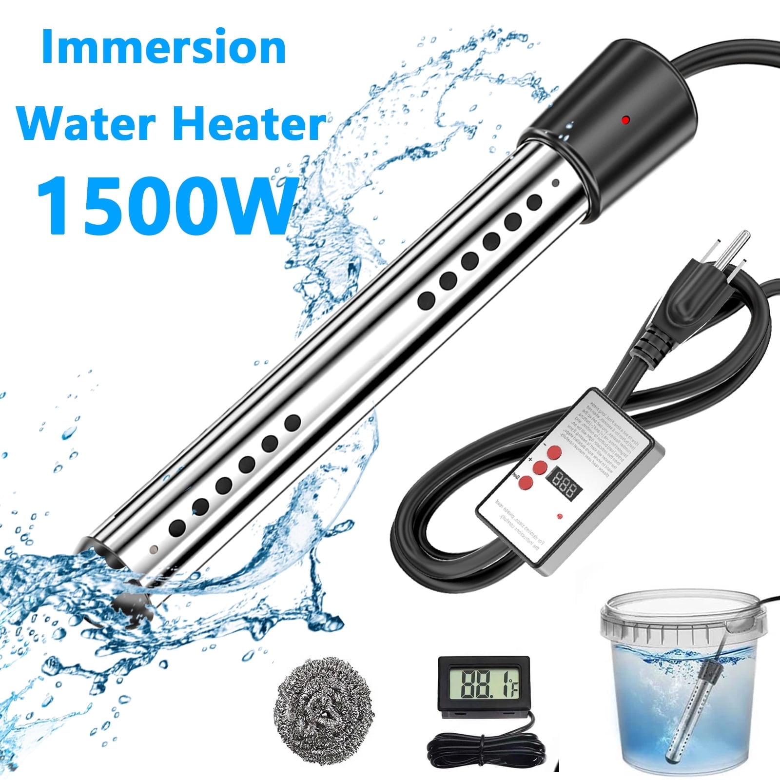 SunshineFace Immersion Water Heater, 1500W, Quickly Heats 5 Gallons ...