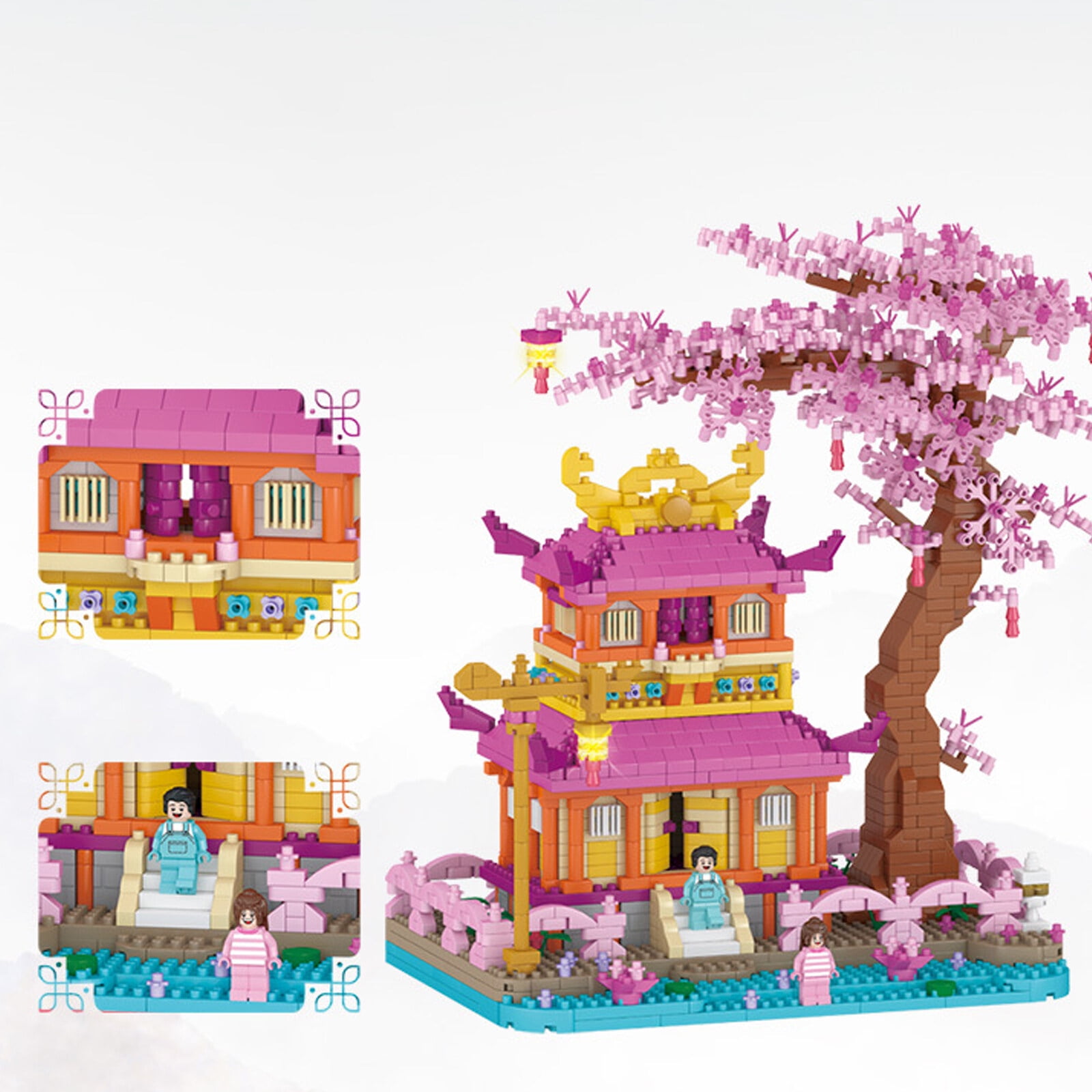 IFCOW Japanese Architecture Cherry Blossom Bonsai Tree Building Flowers ...