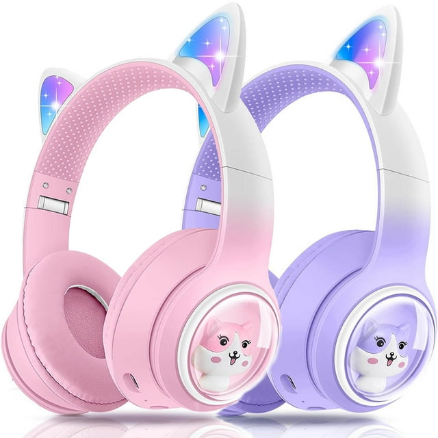 IFCOW Kids Cat Headphones for Girls Boys, Kids Bluetooth Headphones ...