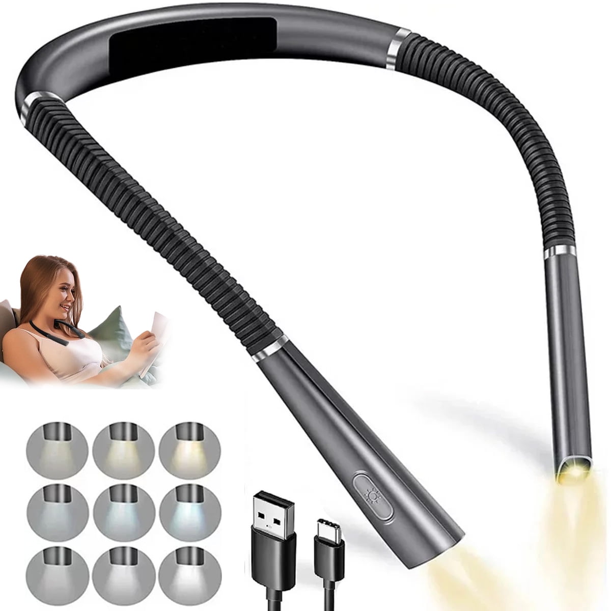 IFCOW LED Neck Reading Light , 3 Amber Colors & 6 Brightness Dimmable ...