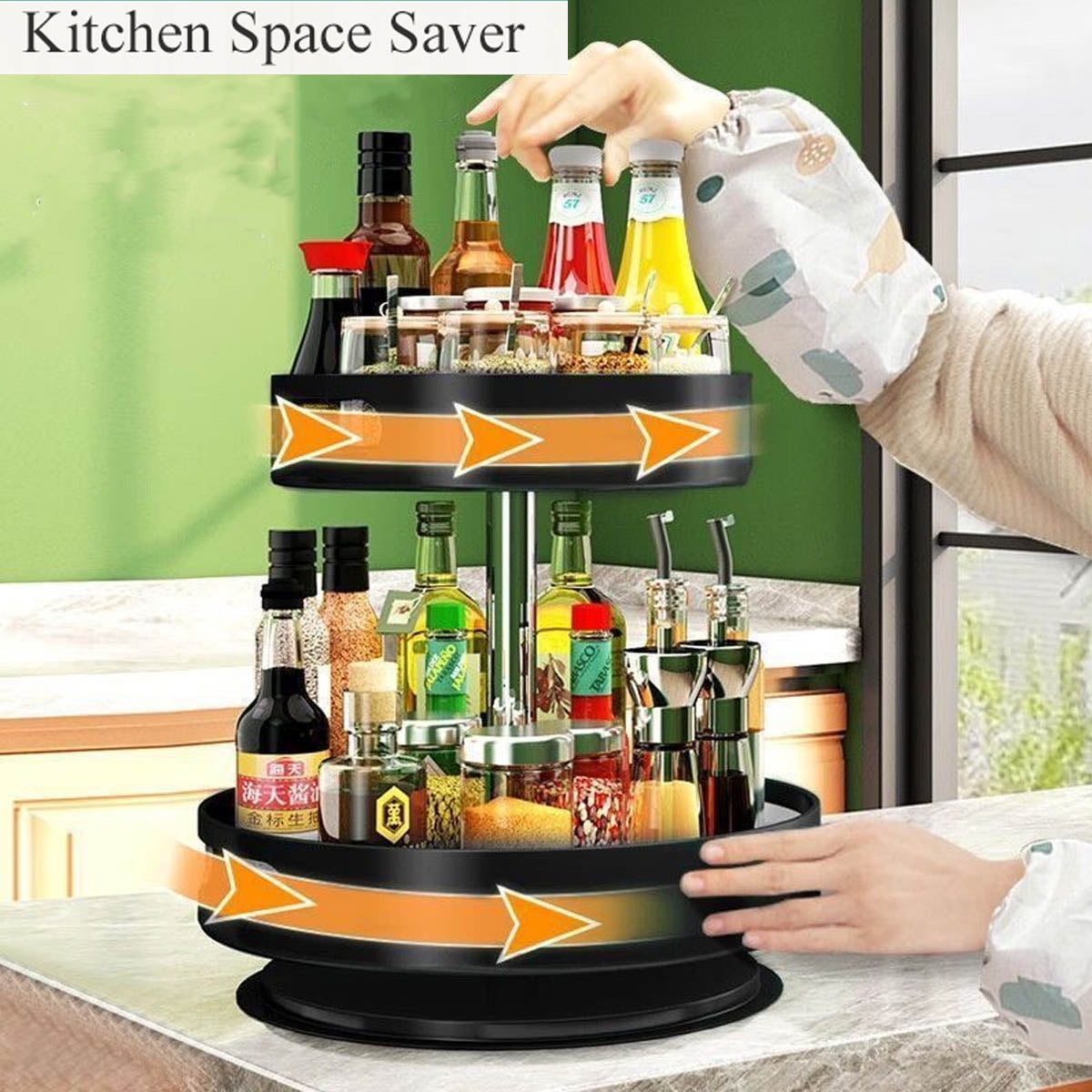 IFCOW Lazy Susans Organizer 2 Tier Metal Steel, Turntable Height ...