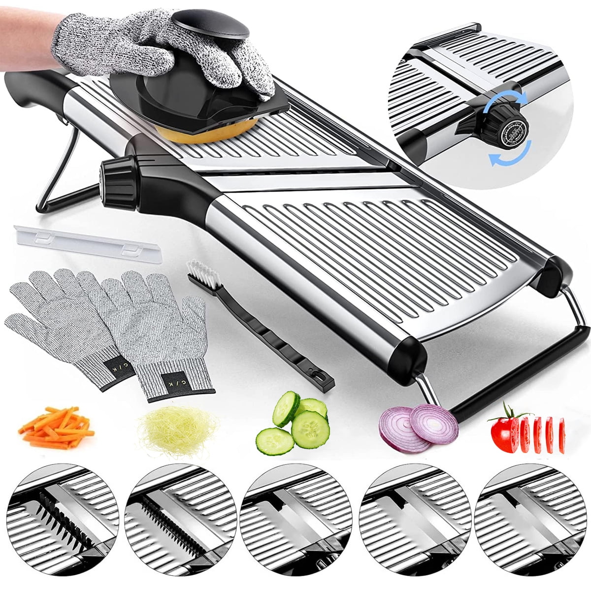 IFCOW Rapid Prep Mandoline Slicer, Adjustable Stainless Steel Veggie ...