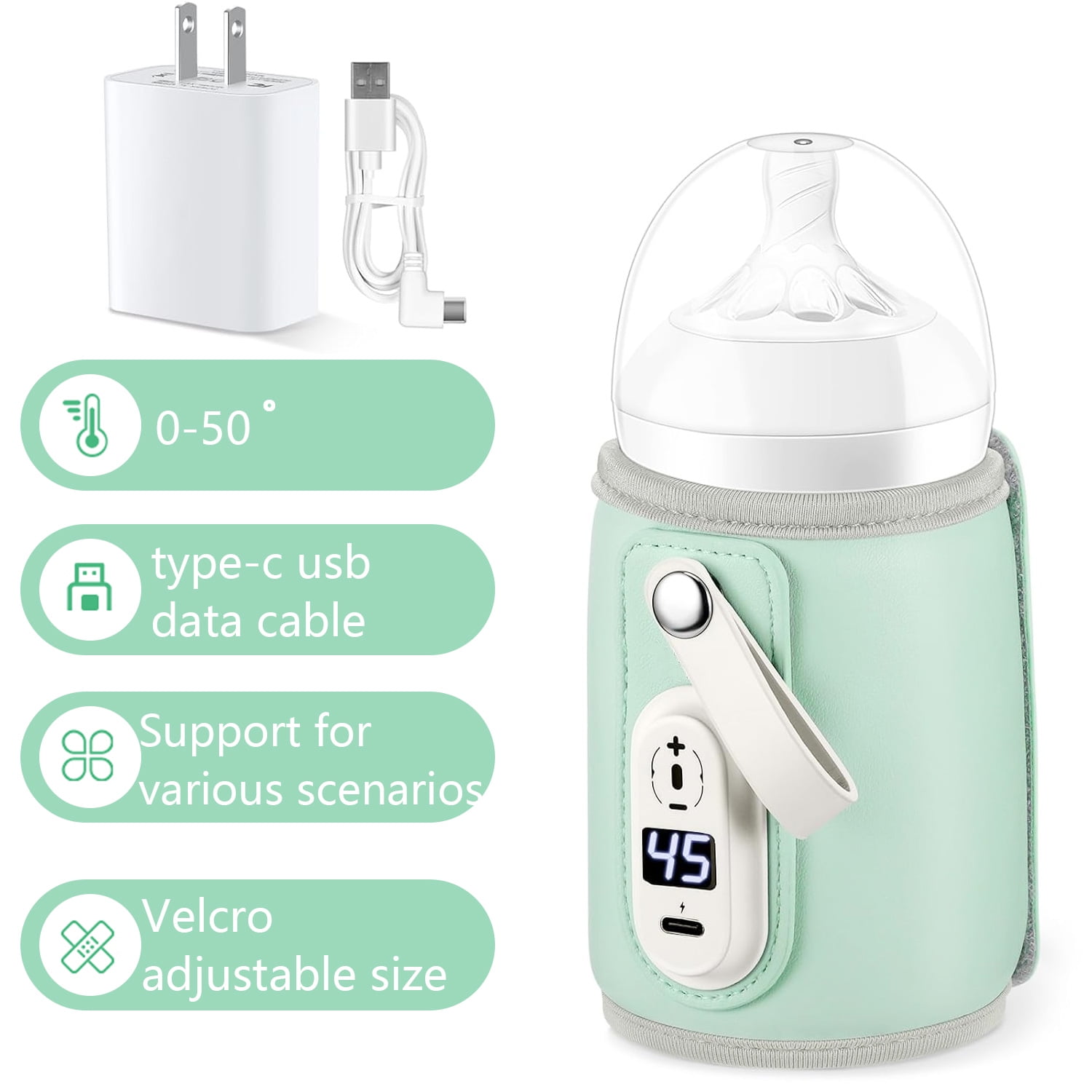 IFCOW Portable Bottle Warmer, Baby Milk Heat Keeper with LCD Display ...