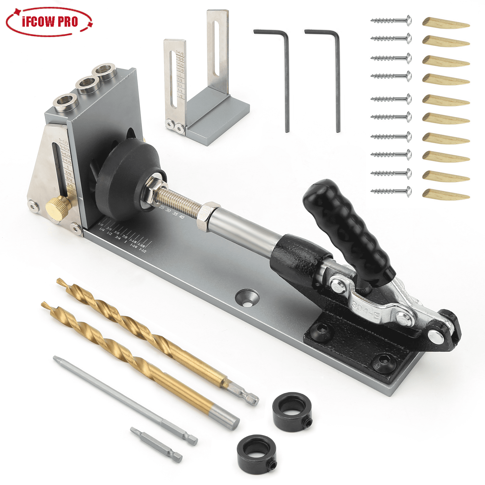 IFCOW Professional Pocket Hole Jig Kit, All-Metal, Woodworking DIY Set ...