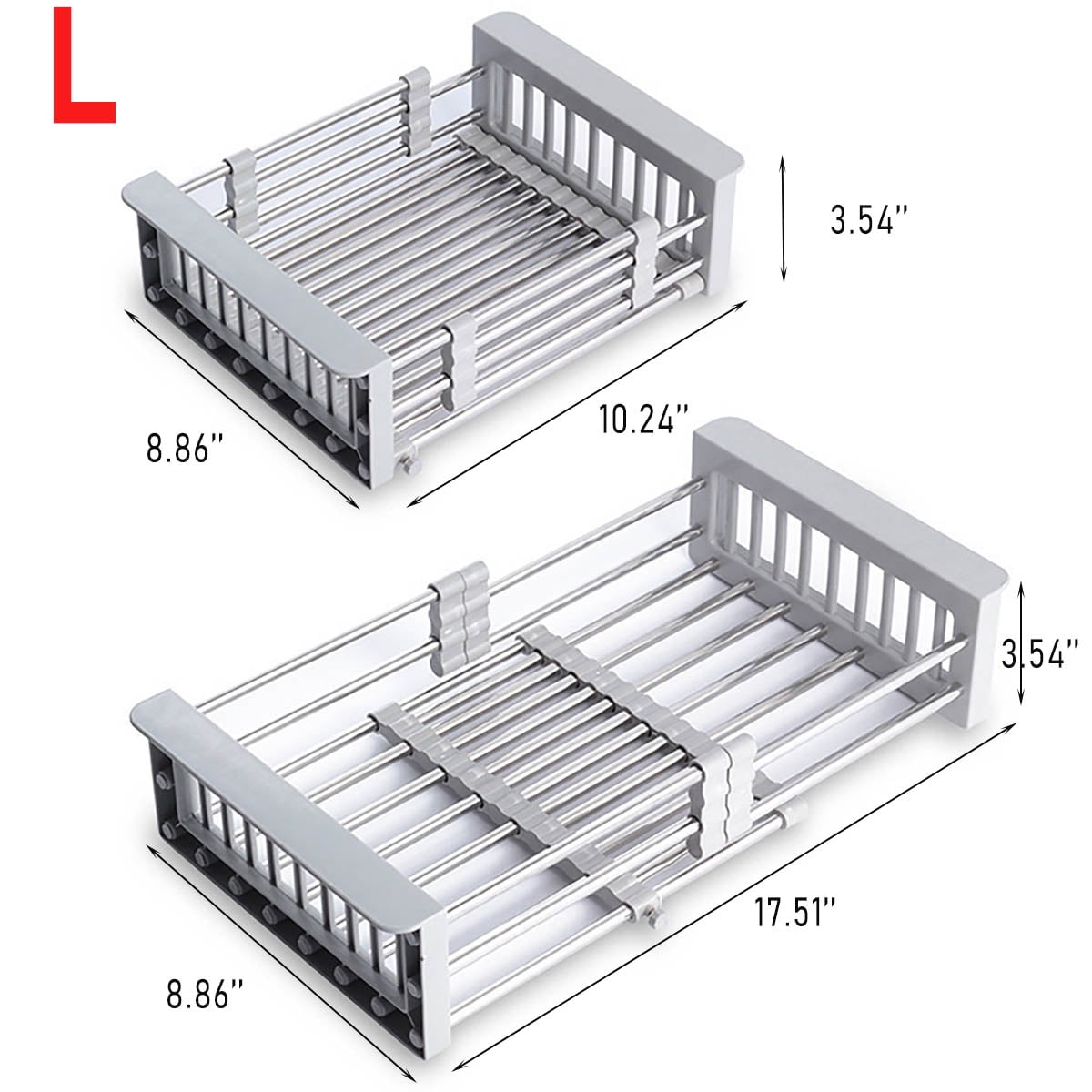 IFCOW Stainless Steel Adjustable Over Sink Dish Drying Drainage Rack ...