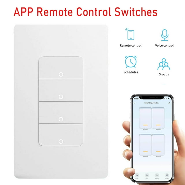 IFCOW Wi-Fi Smart Light Switch, 2.4GHz Wi-Fi 4 Gang Switch, Netural ...