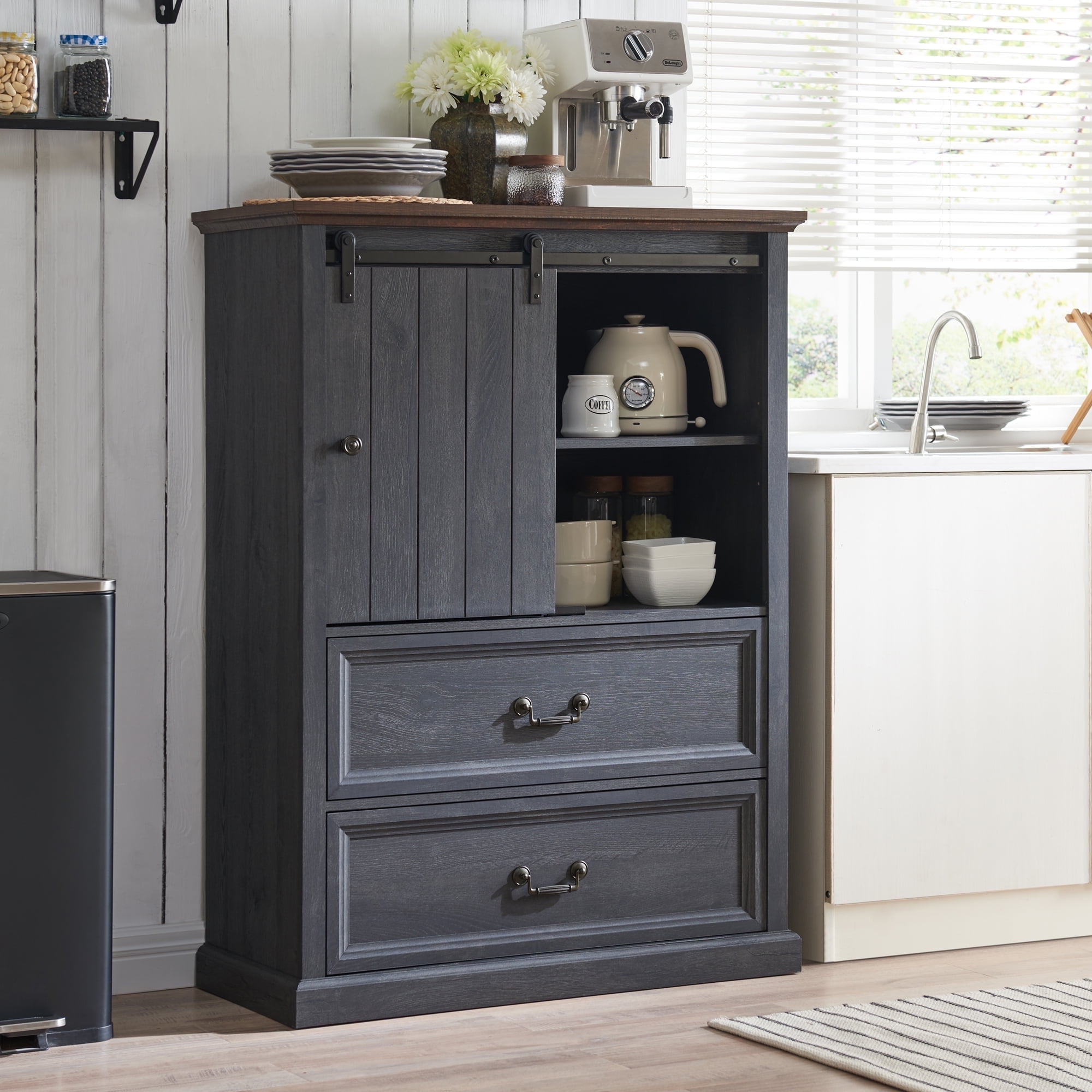 IFGET 47" Tall Storage Cabinet Farmhouse, Wood Buffets & Sideboards w ...