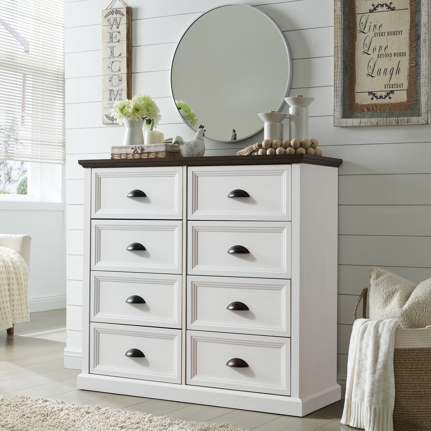 IFGET Dresser for Bedroom with 8 Drawers Tall & Large, Farmhouse Wood ...