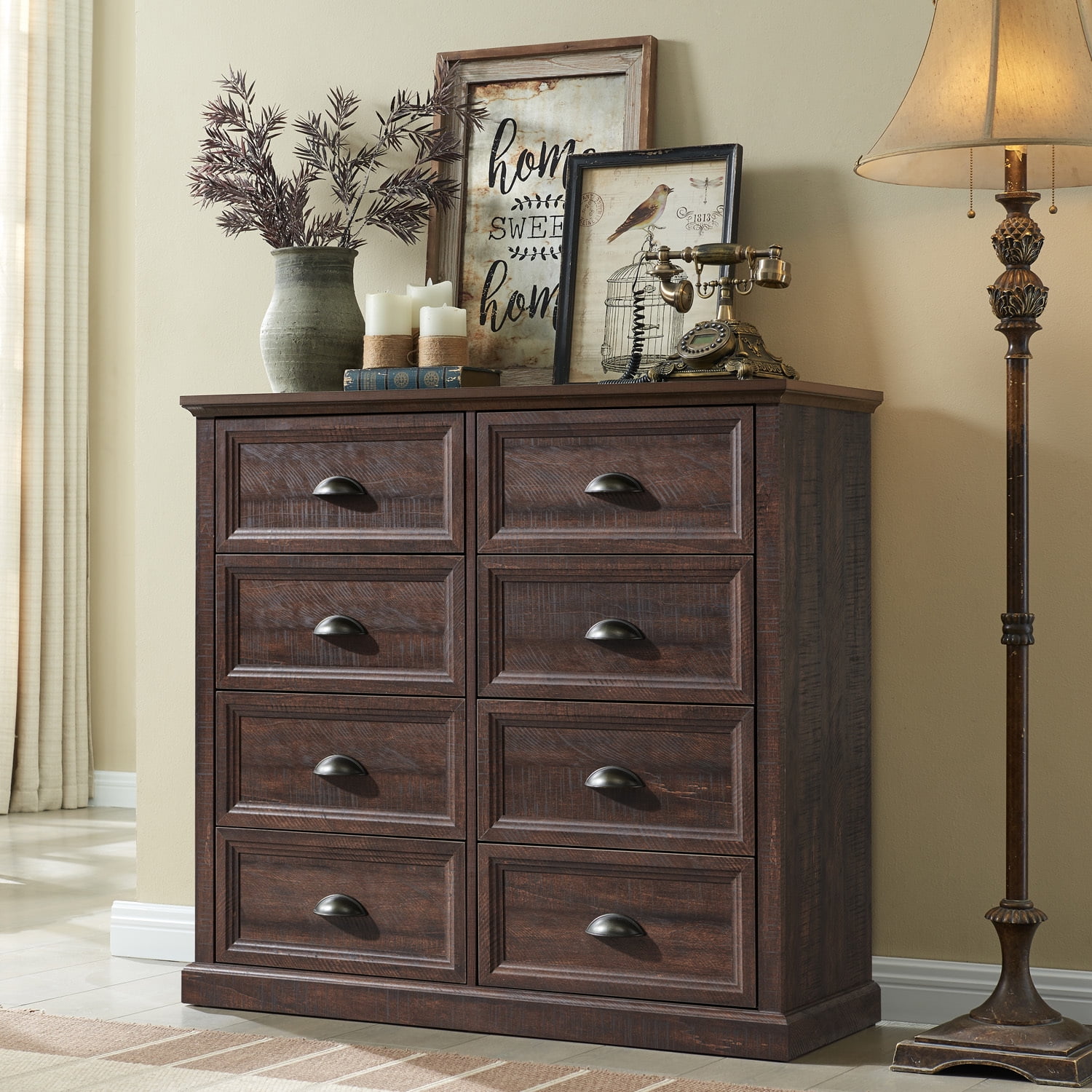 IFGET Dresser for Bedroom with 8 Drawers Tall & Large, Farmhouse Wood ...