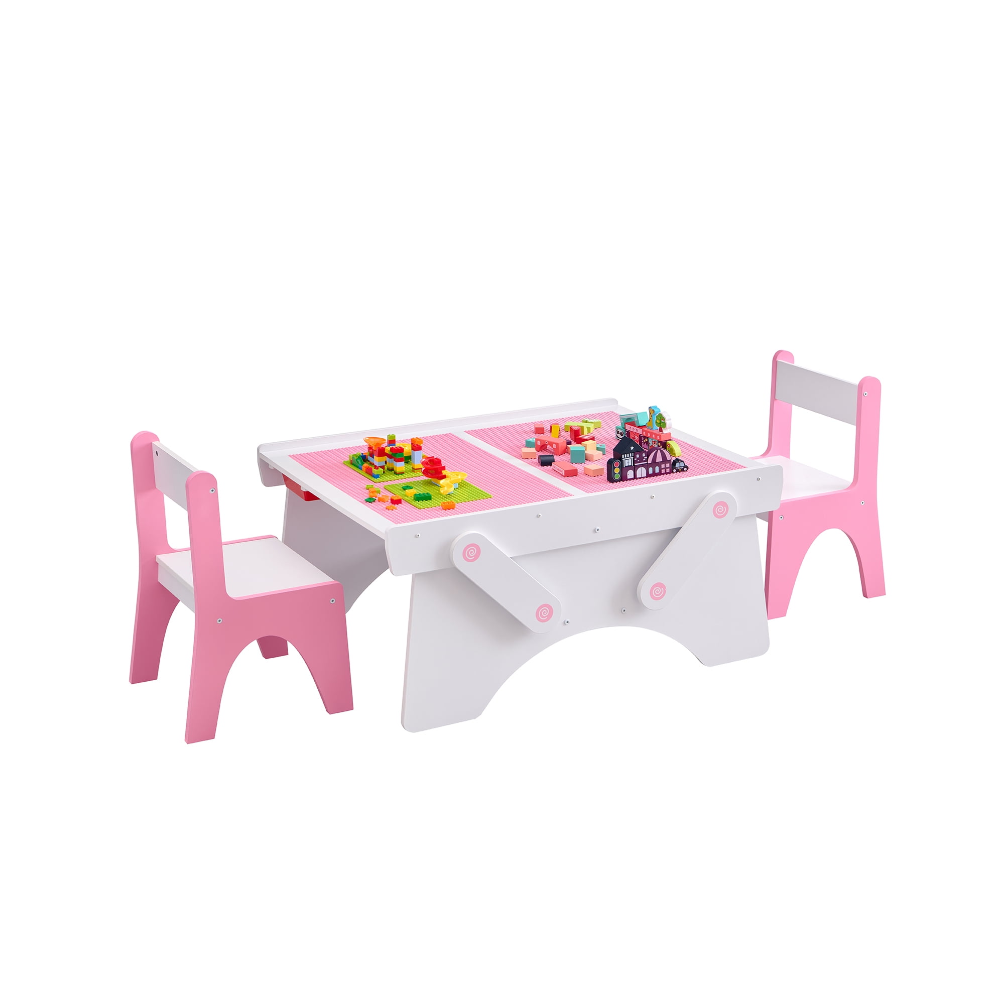 IFGET Kids Building Block Table, Activity Table and Chairs for Toddlers ...