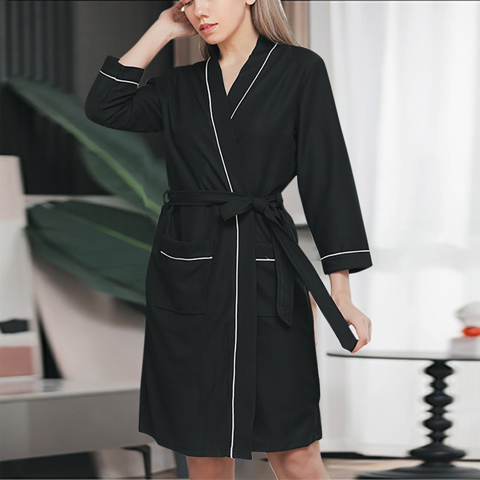 IFNND Women Velvet Robe Short Fuzzy Kimono Nightgown Ladies Pajamas ...