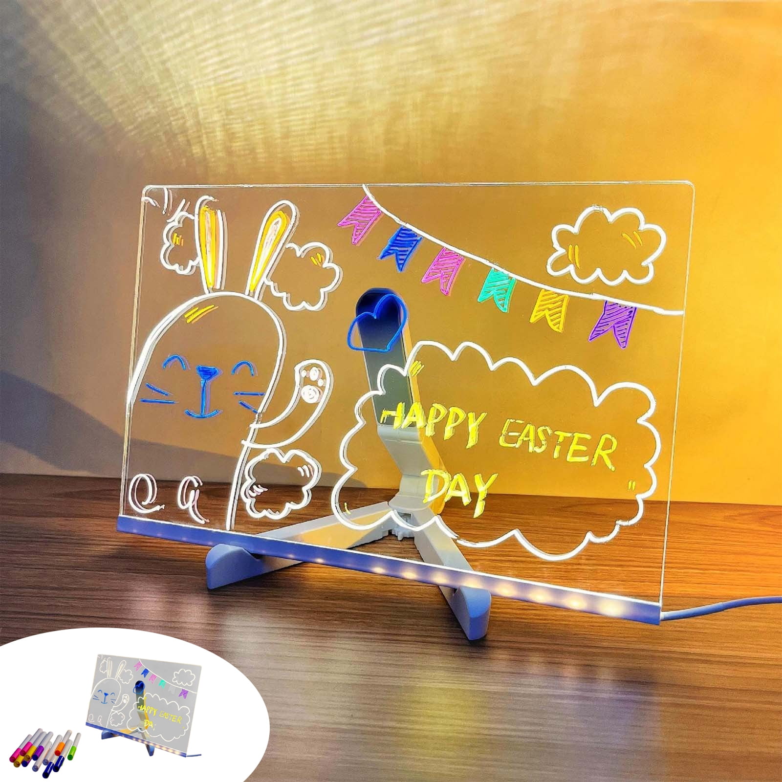 IFNWSV 11.81x7.87in Acrylic Dry Erase Board with Light, LED Note Board ...