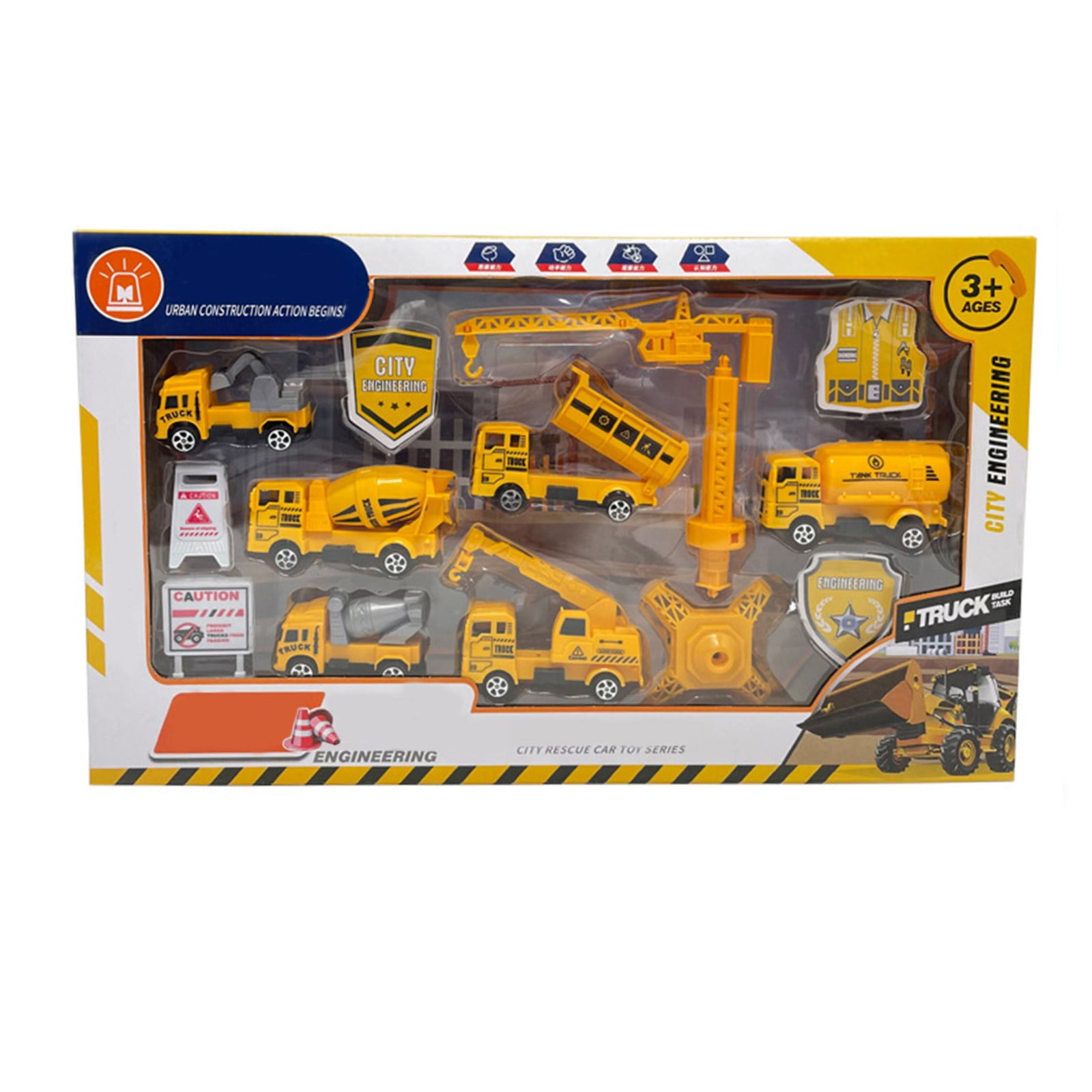 IFNWSV 14 Pcs Pullback Construction Vehicle Set Crane, Excavator, Dump ...