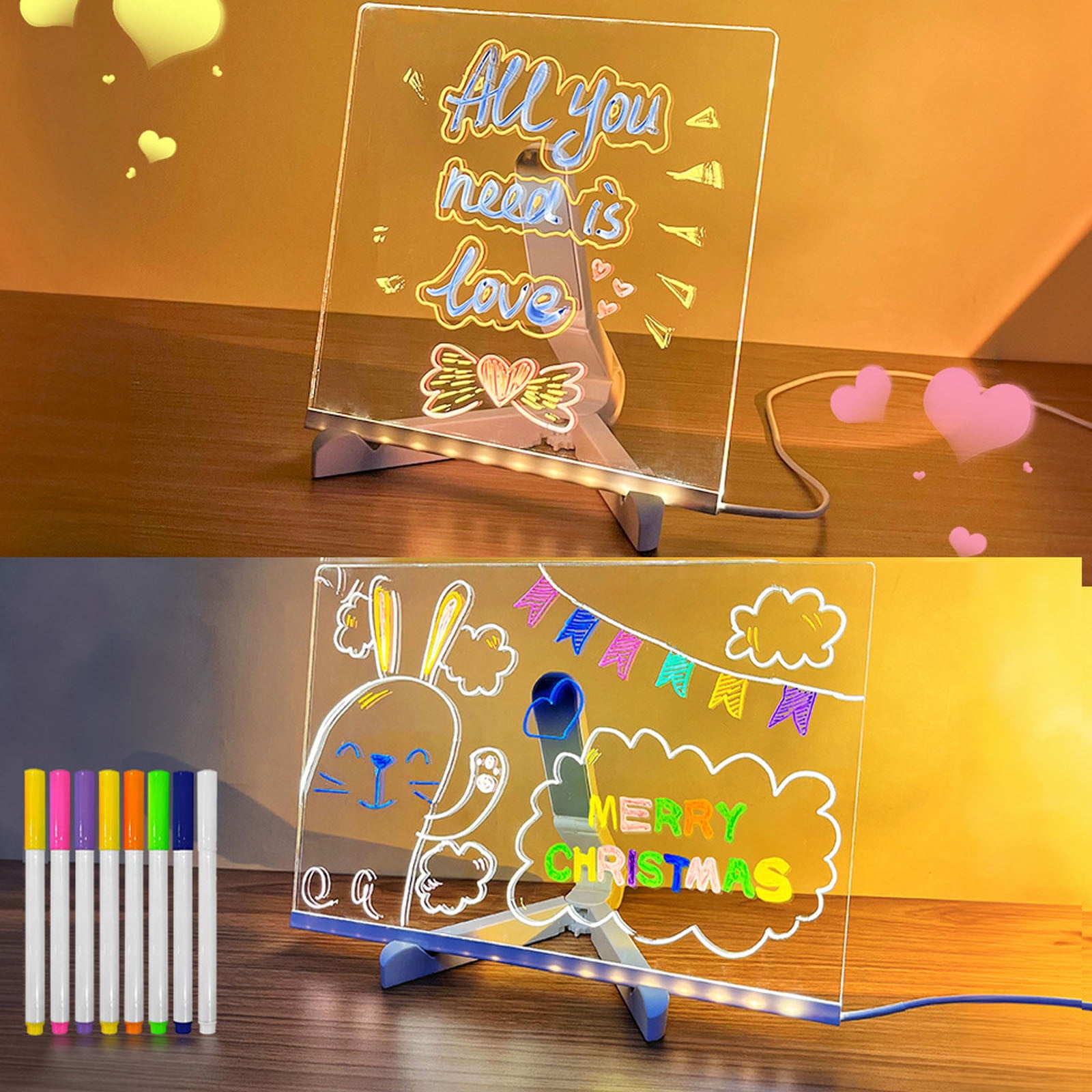 IFNWSV Acrylic Dry Erase Board with Light, Clear Light up Dry Erase ...