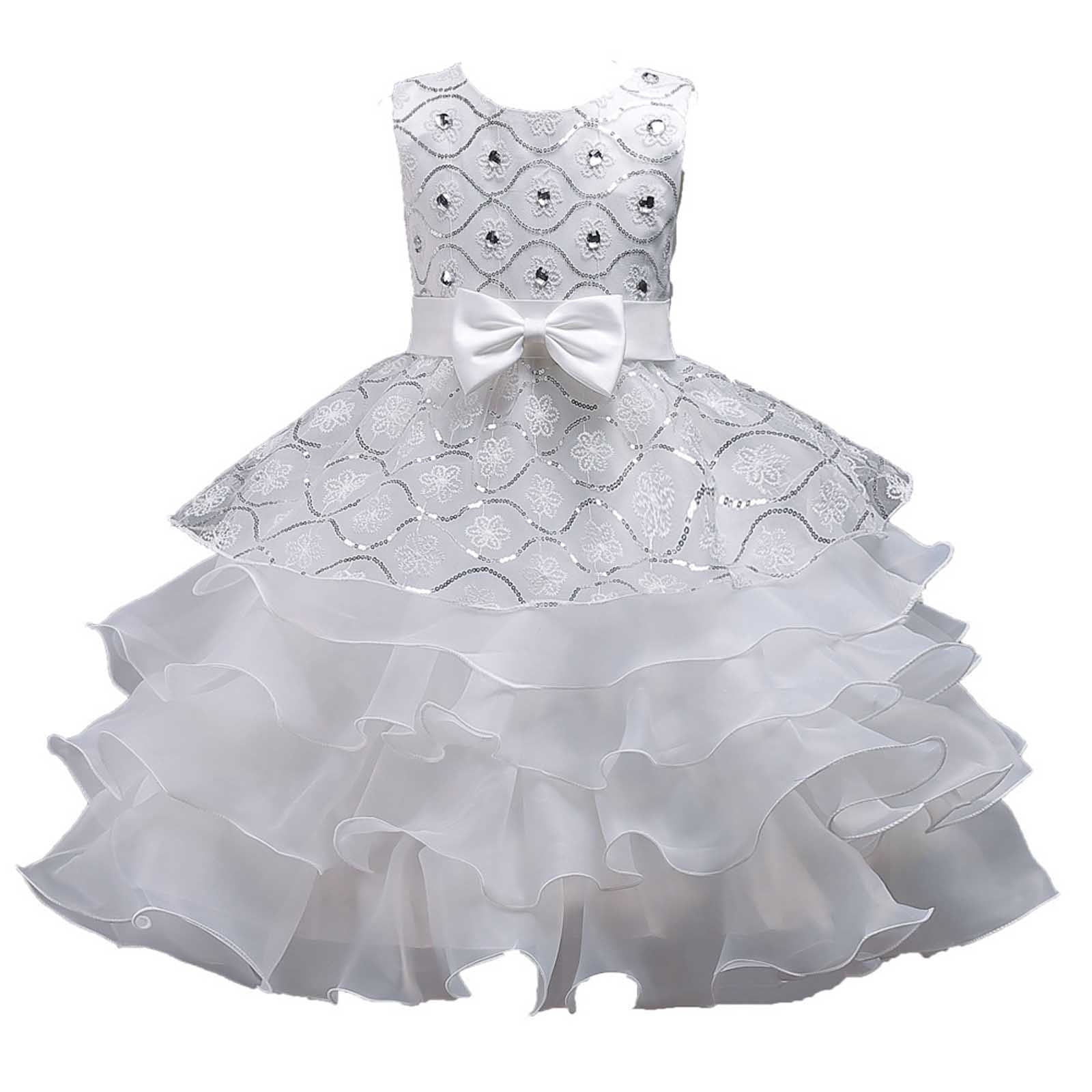 IFNWSV Girls Summer Dresses Solid Color Sleeveless Round Neck Tulle ...