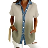 IFNWSV T Shirts for Women Short Sleeve Non Positioning Print Button ...