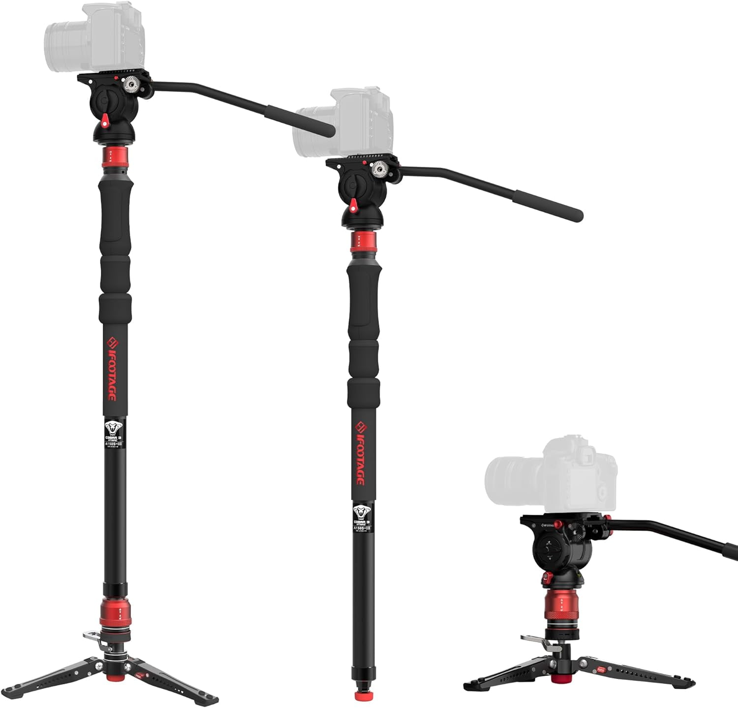IFOOTAGE Cobra 3 Strike Monopod A150S-Ⅲ Camera Monopod with Feet & K5S ...
