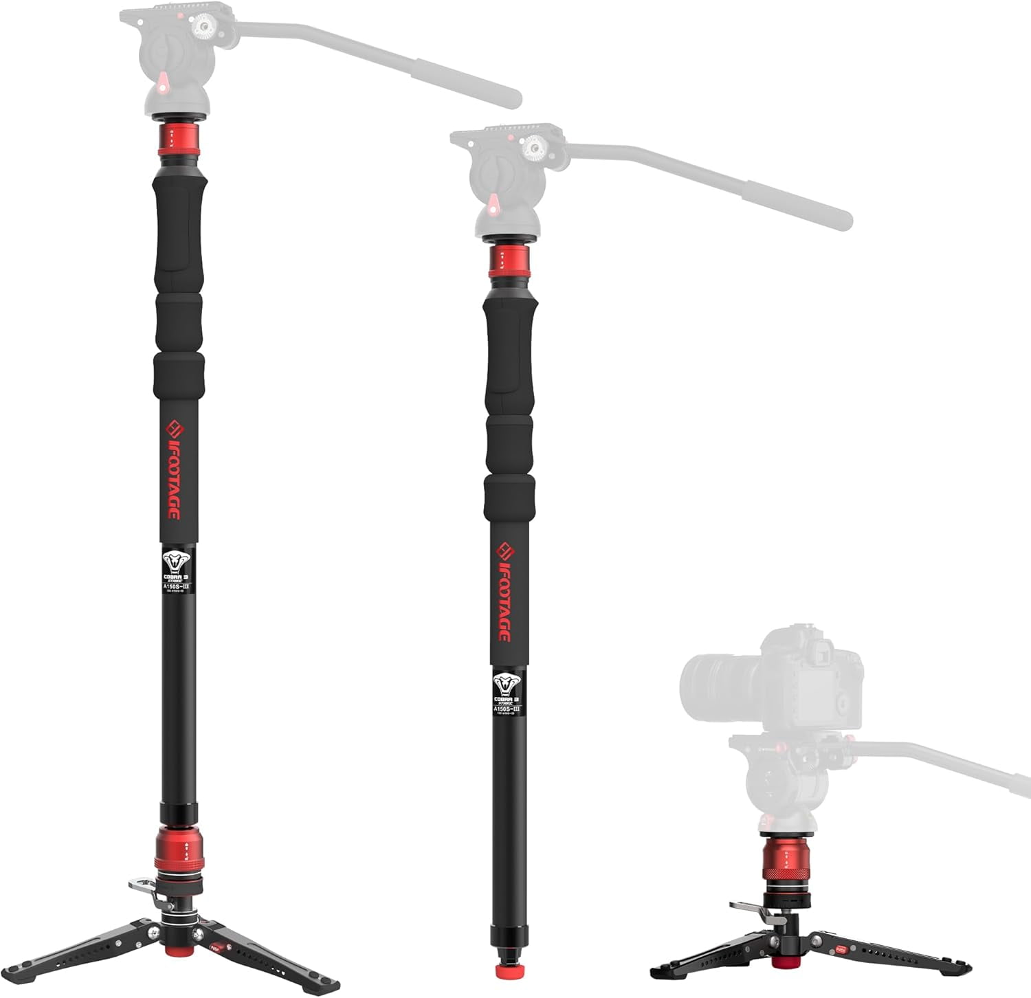 IFOOTAGE Cobra 3 Strike Monopod A150S-Ⅲ Camera Monopod with Feet, One ...