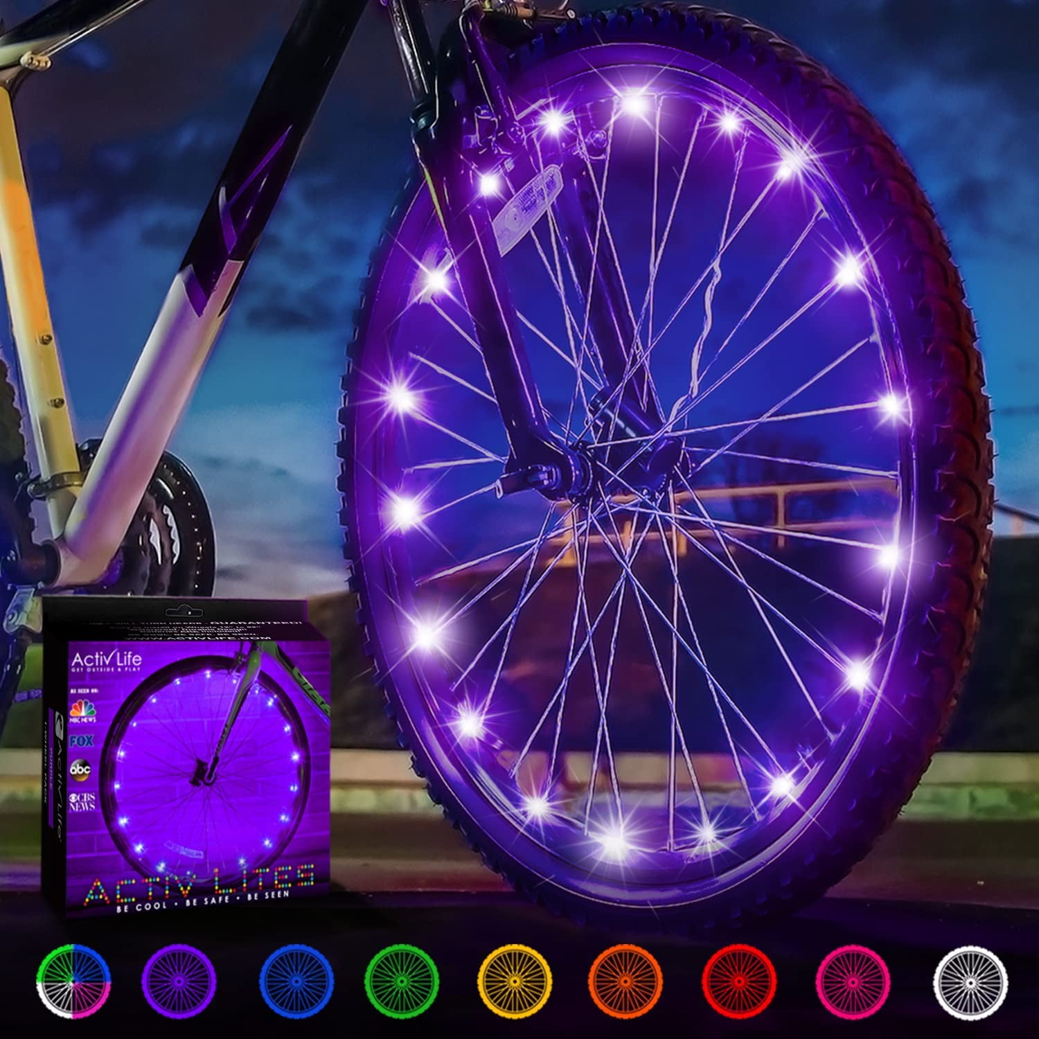 IFRENCHIE LED Bicycle Wheel Light, Waterproof, Purple, 1 Wheel ...