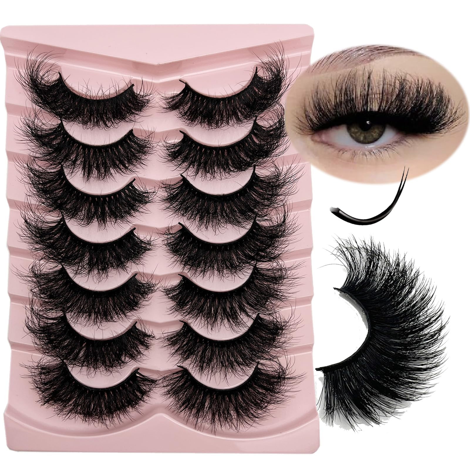 IFSOWDRA Mink False Lashes SSF20 Dramatic D Curl Strip Lashes Wispy ...