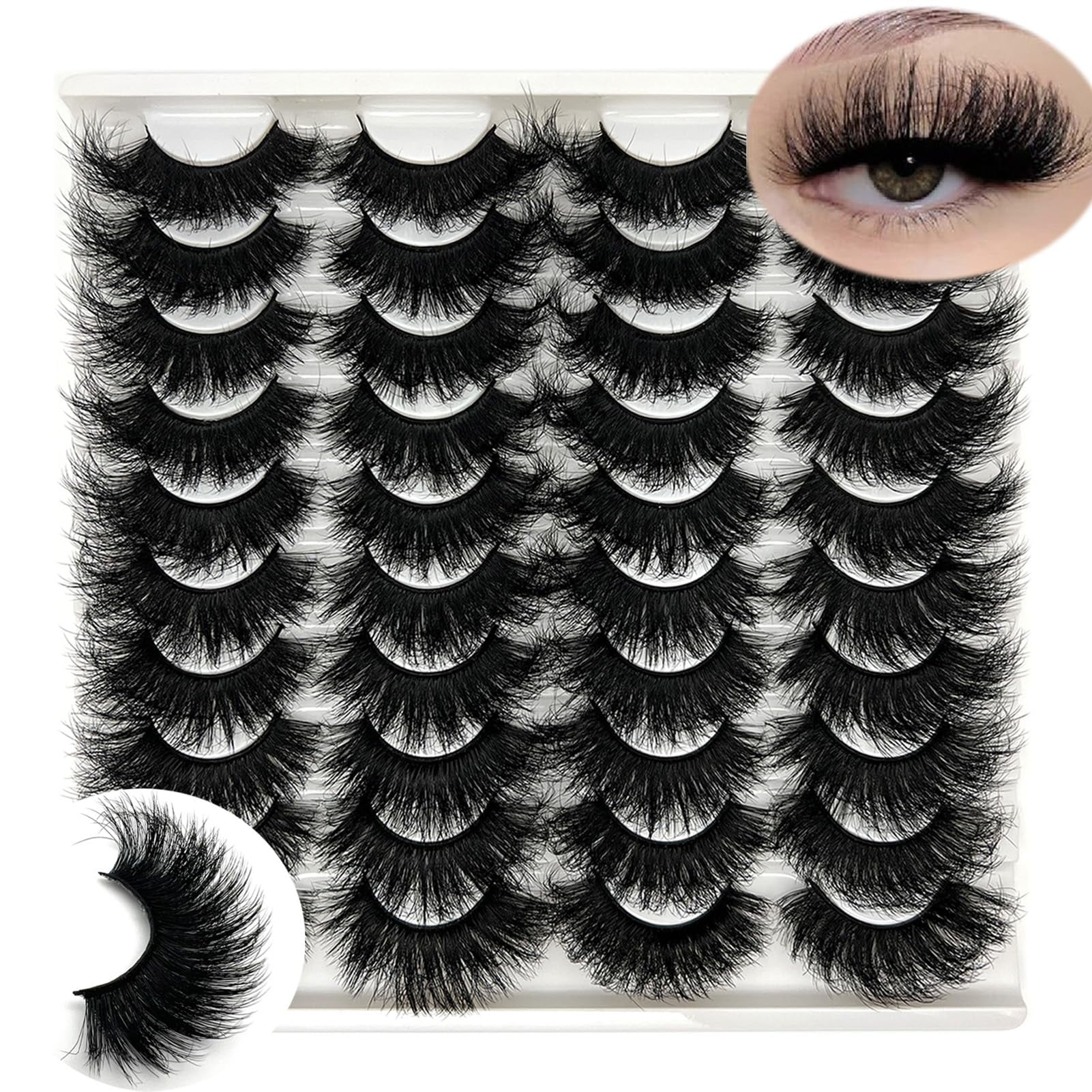 IFSOWDRA Mink Lashes Wispy SSF20 20mm 3D Volume Full Dramatic Faux Mink ...