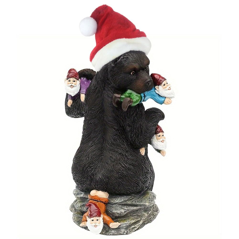 IFUNEYS Garden Gnome Figurine Bear Eat Gnomes Statues, Funny Garden ...