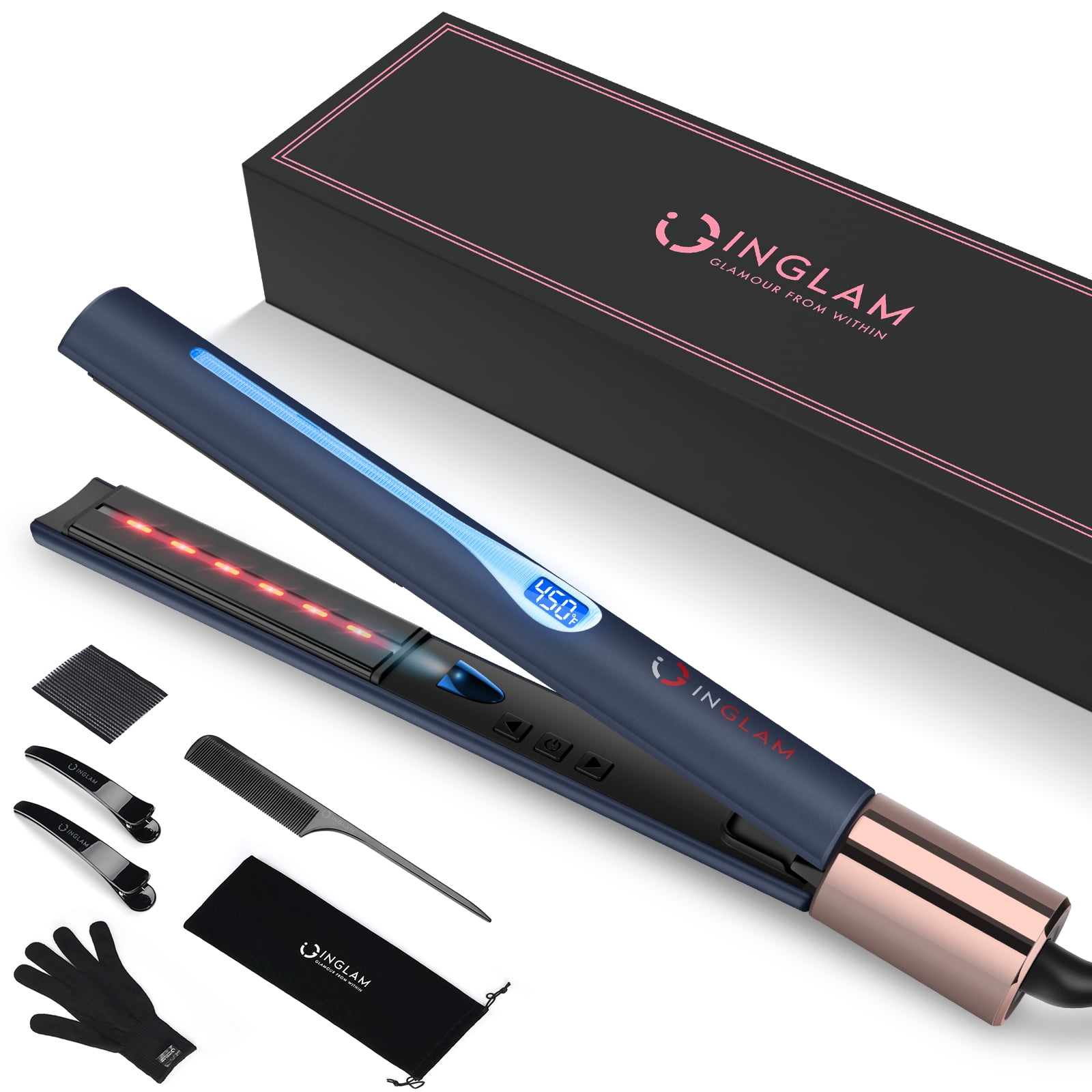 IG INGLAM 1" Infrared Flat Iron for Hair, Round 2 in 1 Hair ...