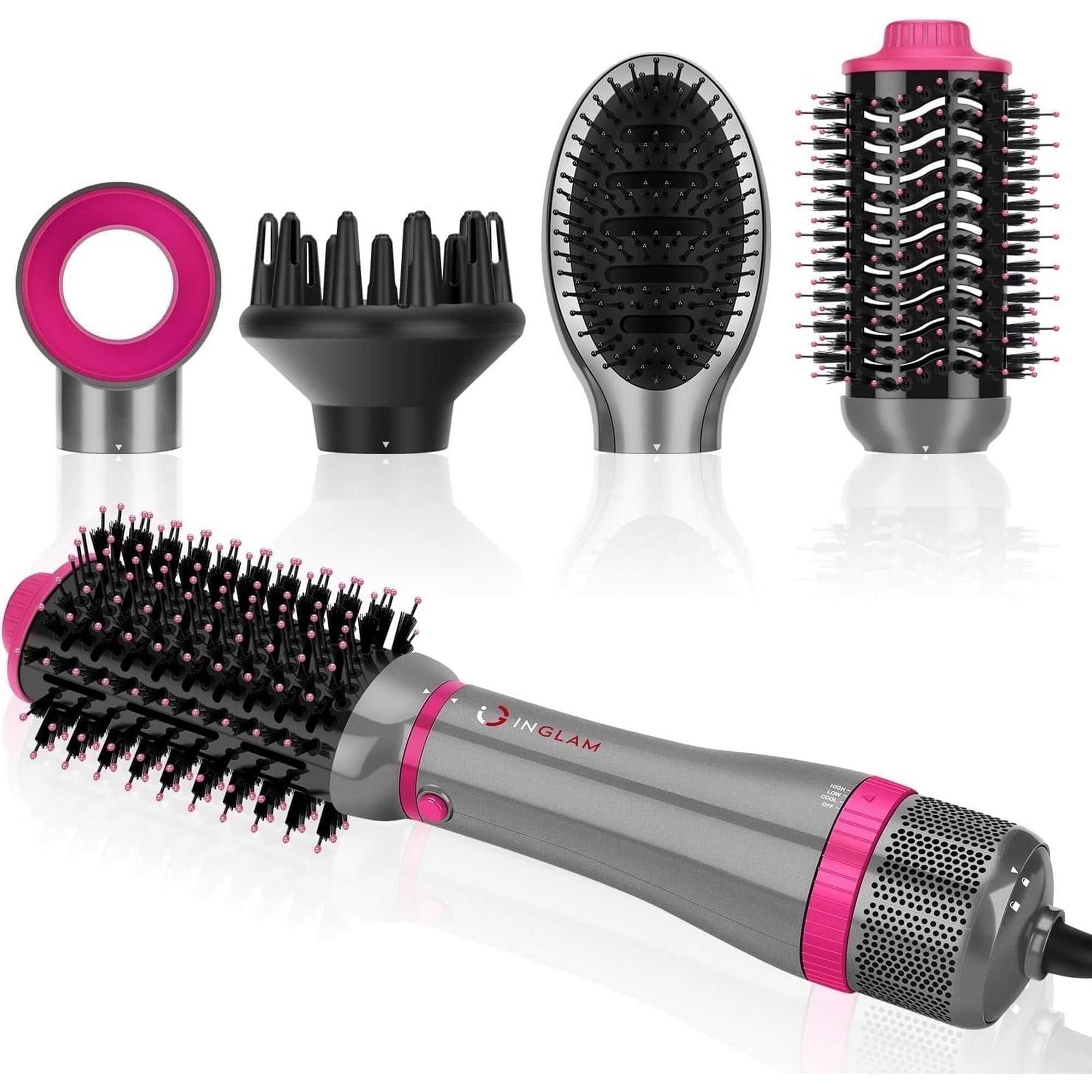 IG INGLAM Hair Dryer Brush Set, 4-in-1 Detachable Blow Out Brush Dryer ...