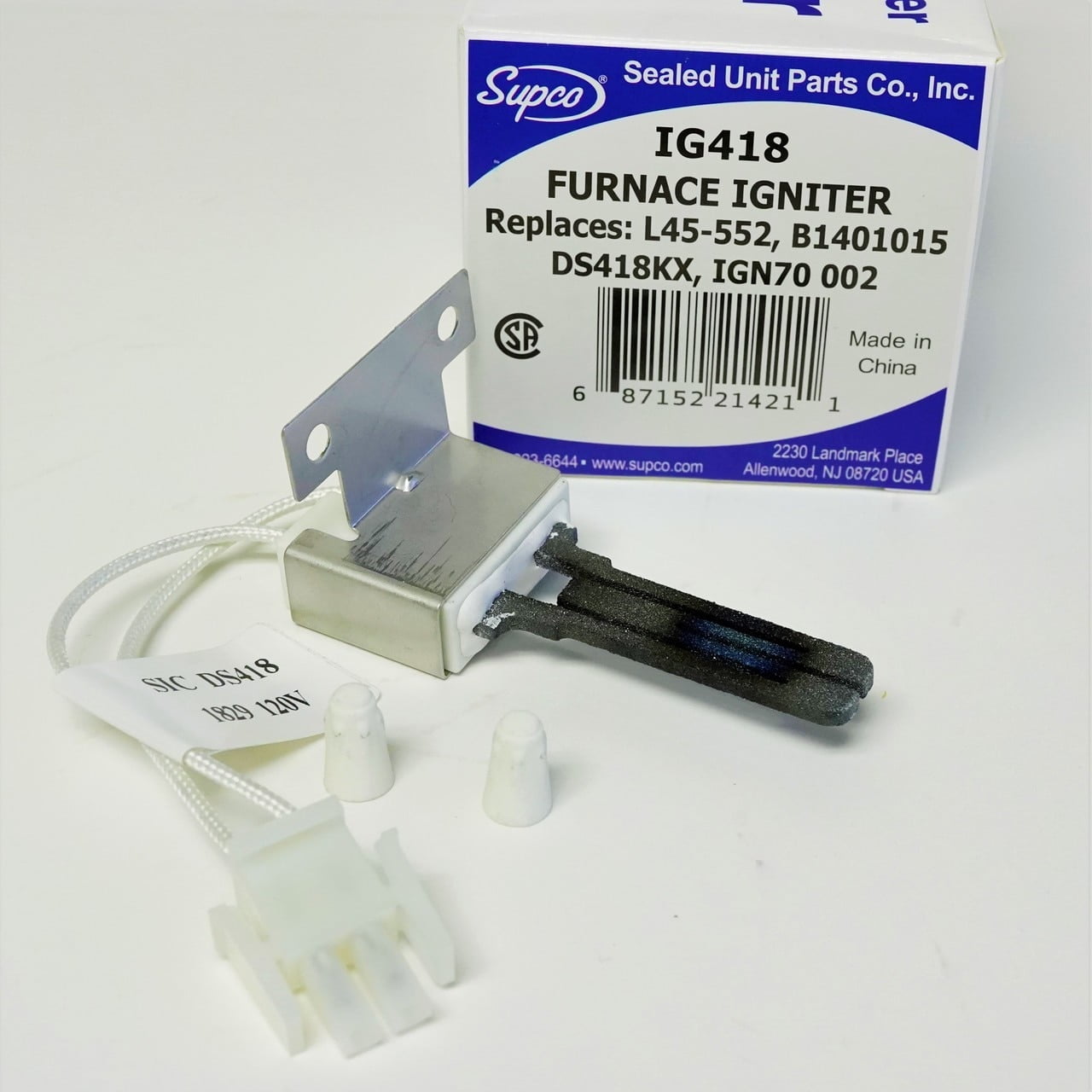 IG418 SUPCO Ignitor for 5H075032B 41-418 1121 Modine Furnace Igniter ...