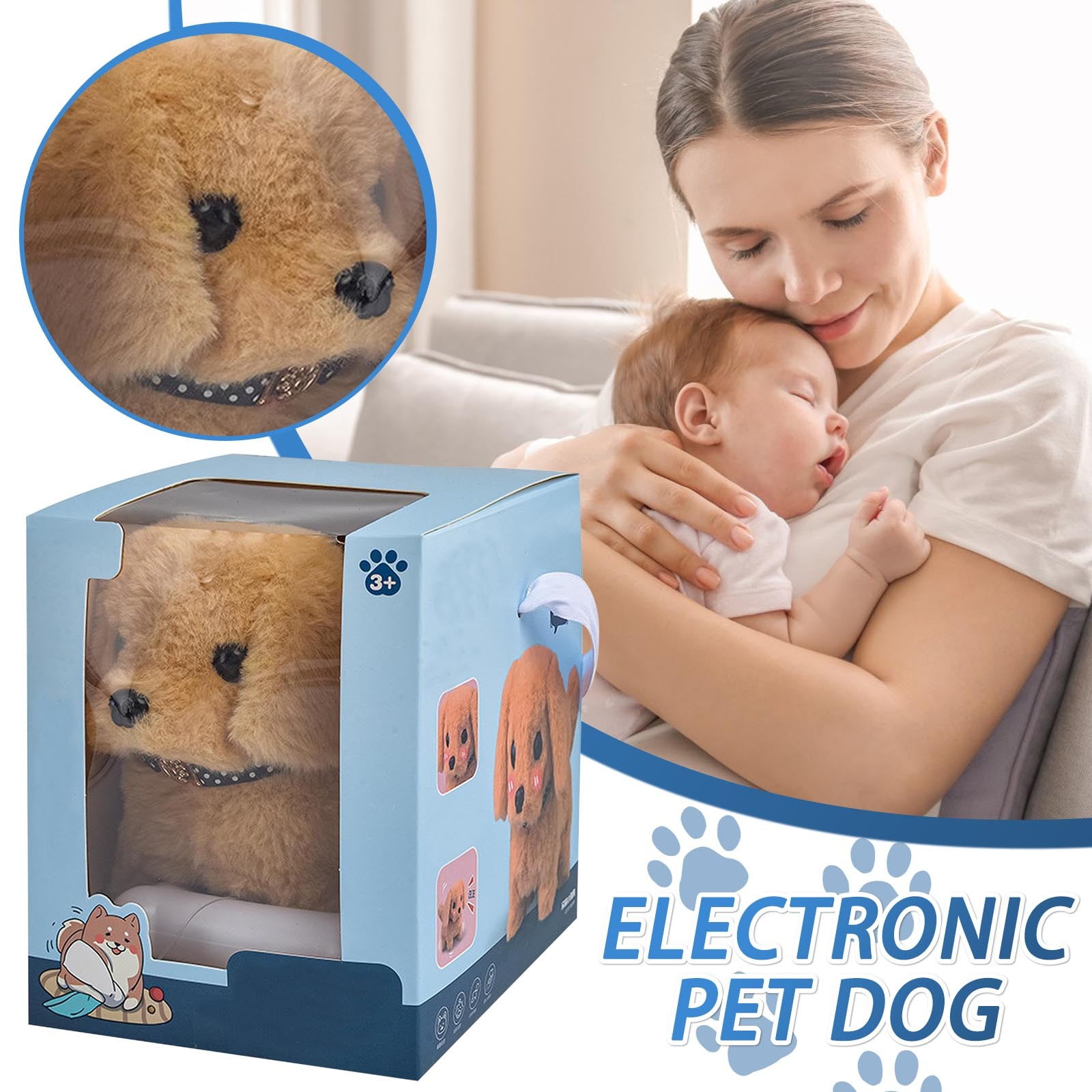 IGEED 2pcs Electrics Simulated Dog Plushs Pet Toy,Interactive Pet Dog ...