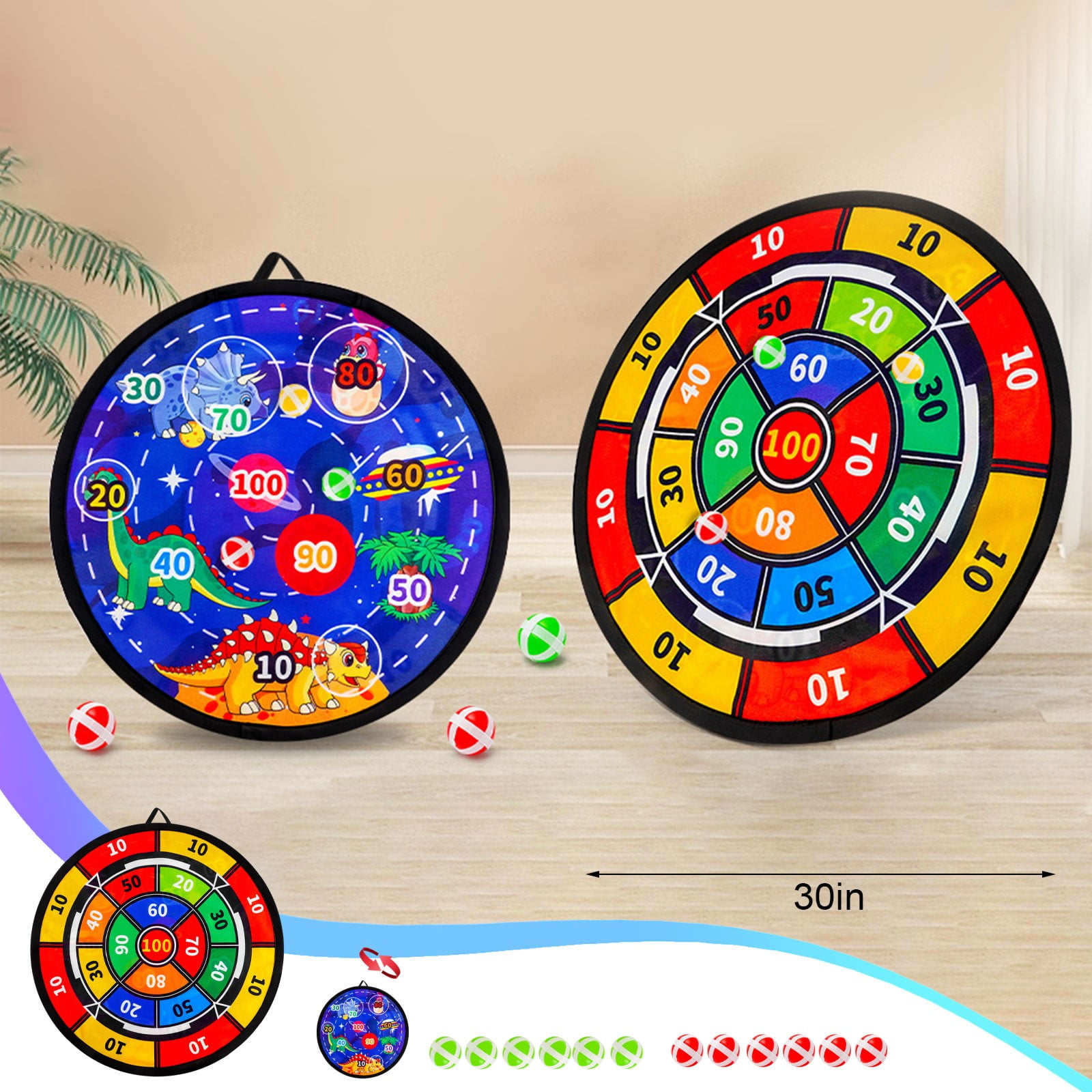 IGEED 30" Large Dart Board for Kids,Kids Dart Board with 12pcs Sticky ...