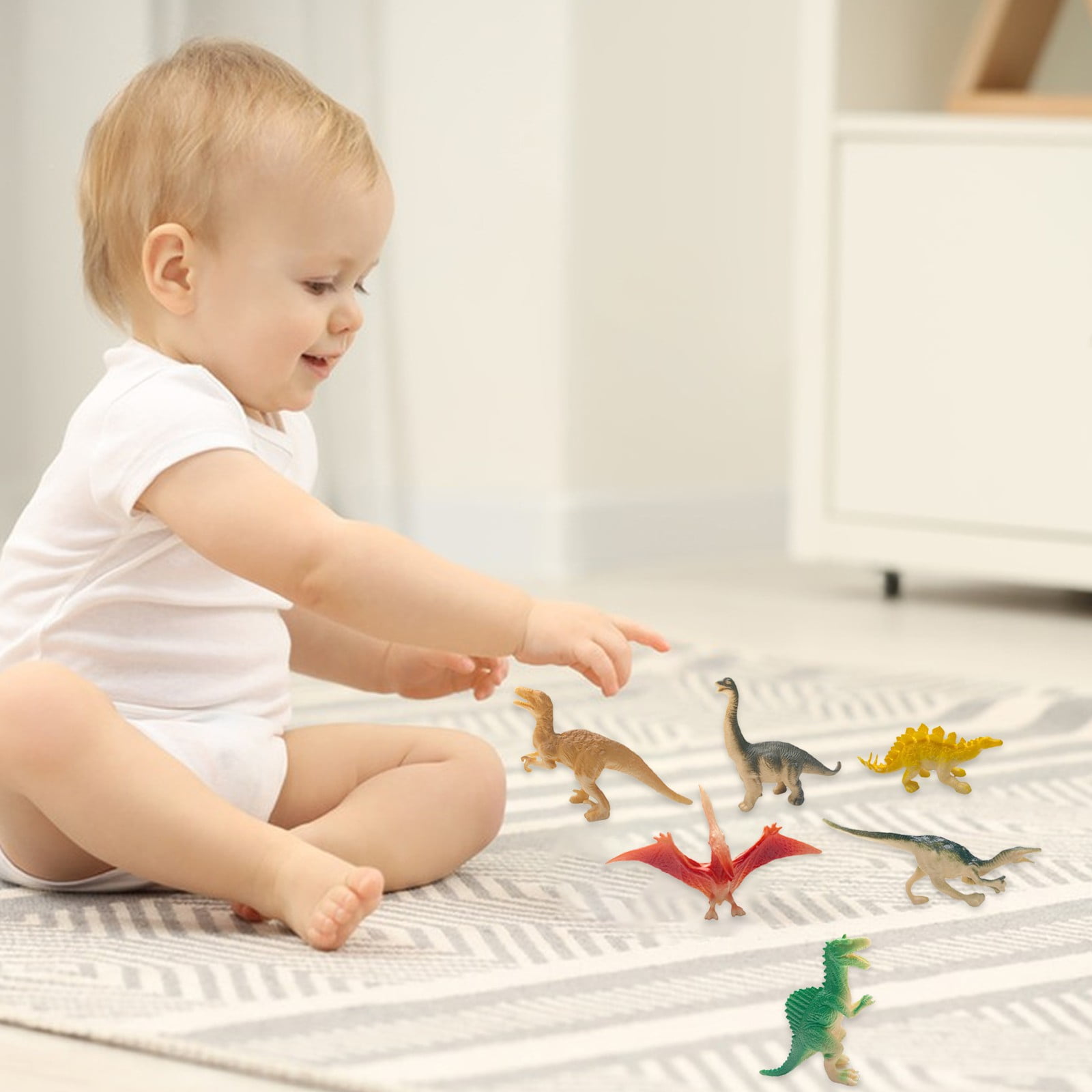 IGEED 6pcs Mini Dinosaur Party Pack Plastic Mini Education Dinosaur ...