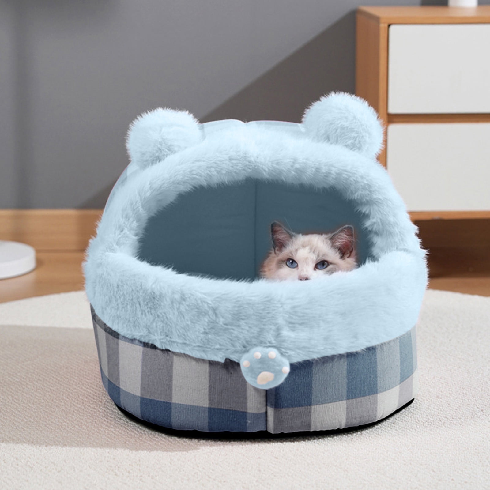 IGEED Cats Beds for Indoor Cats,Cozy Hooded Cat House with Soft Cushion ...