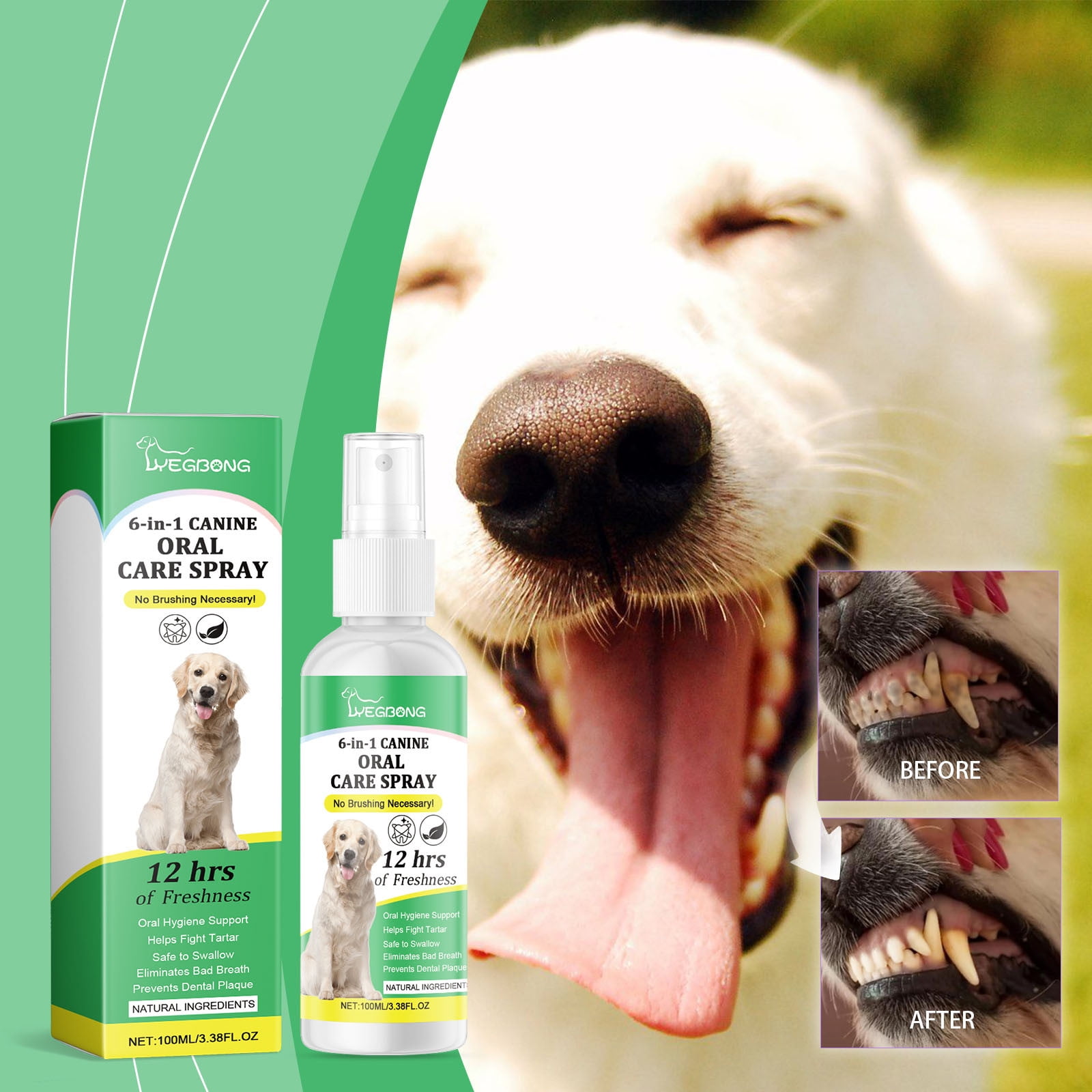 IGEED Dog Oral Care Spray Pet Breath Care Spray with Natural ...