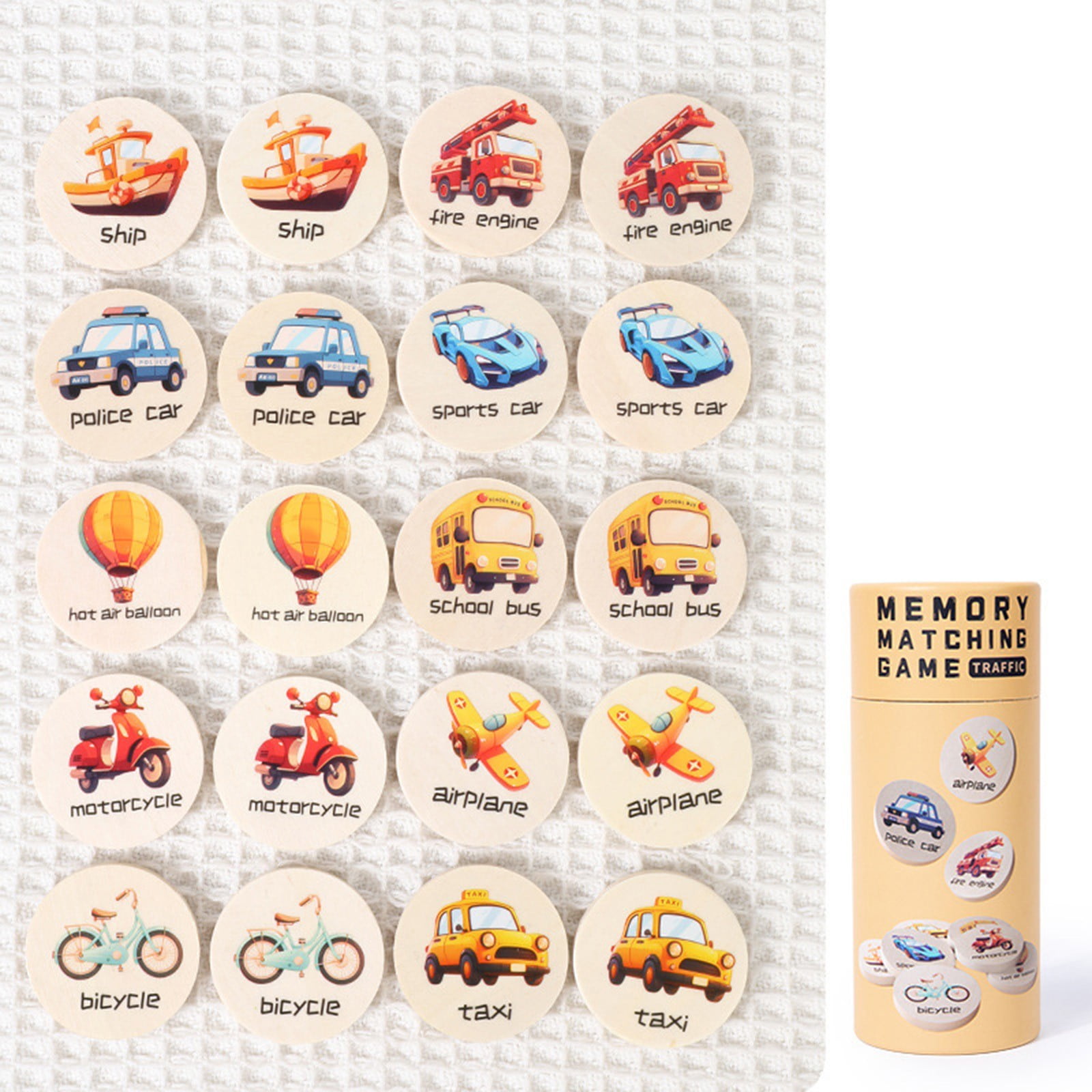 IGEED Kids Memory Matching Game 7 Inch Wooden Tiles with Storage Tin ...