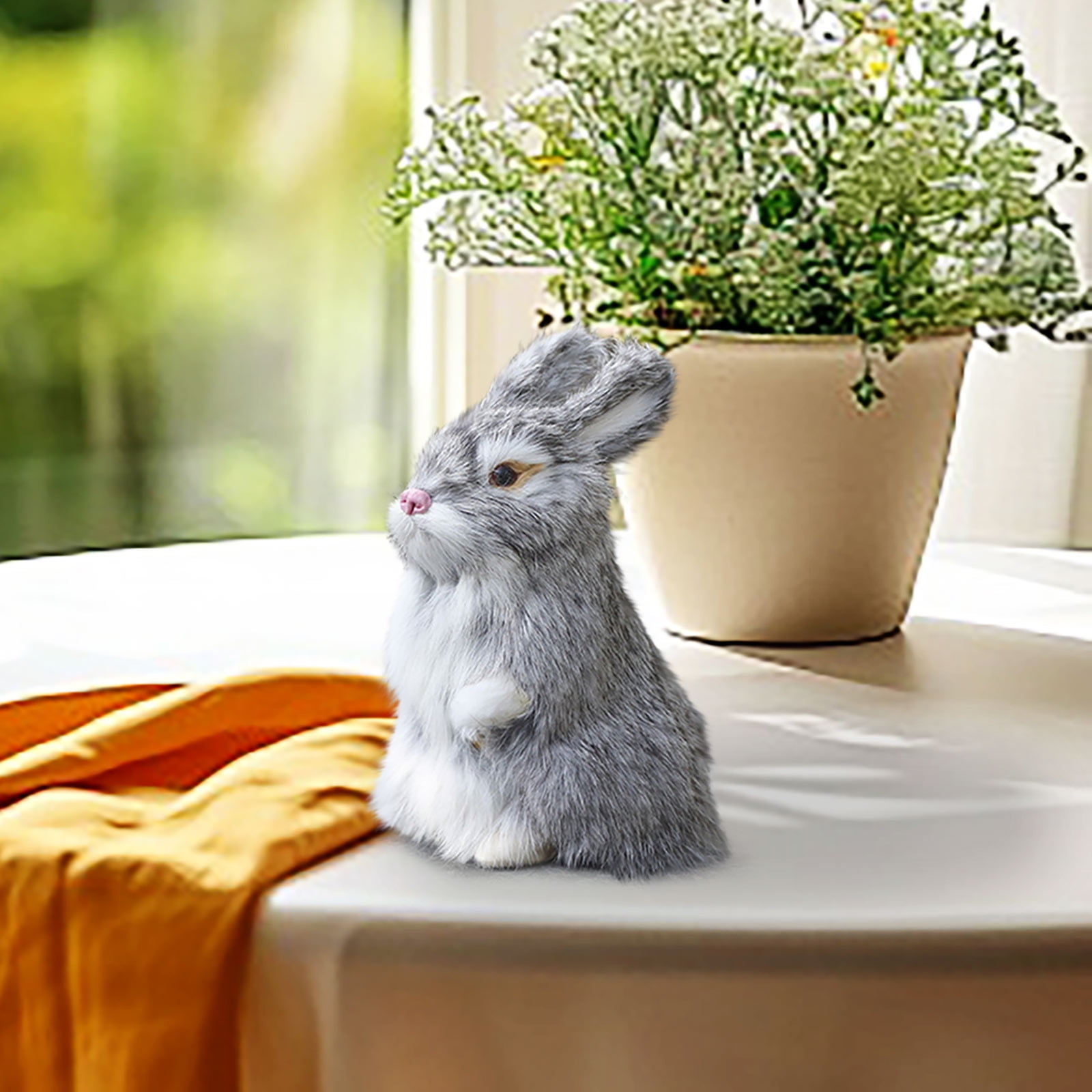 IGEED Mini Realistic Cute Plush Rabbits,Lifelike Furry Animal Easter ...