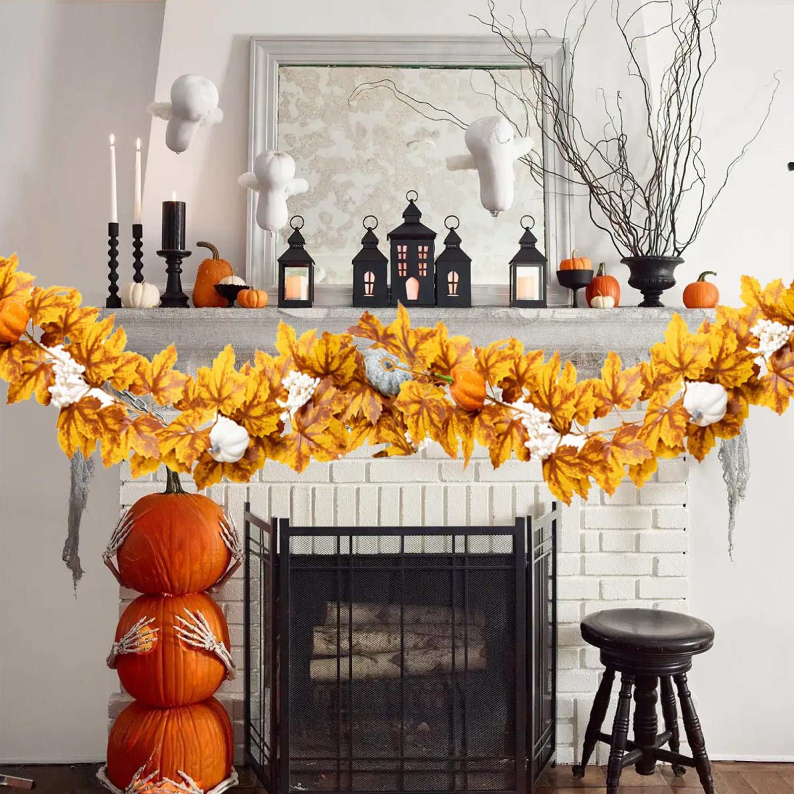 IGEED Simulation Maple Leaf Rattan Home Table Greenerys Decoration Thanksgiving Simulation Vines ...